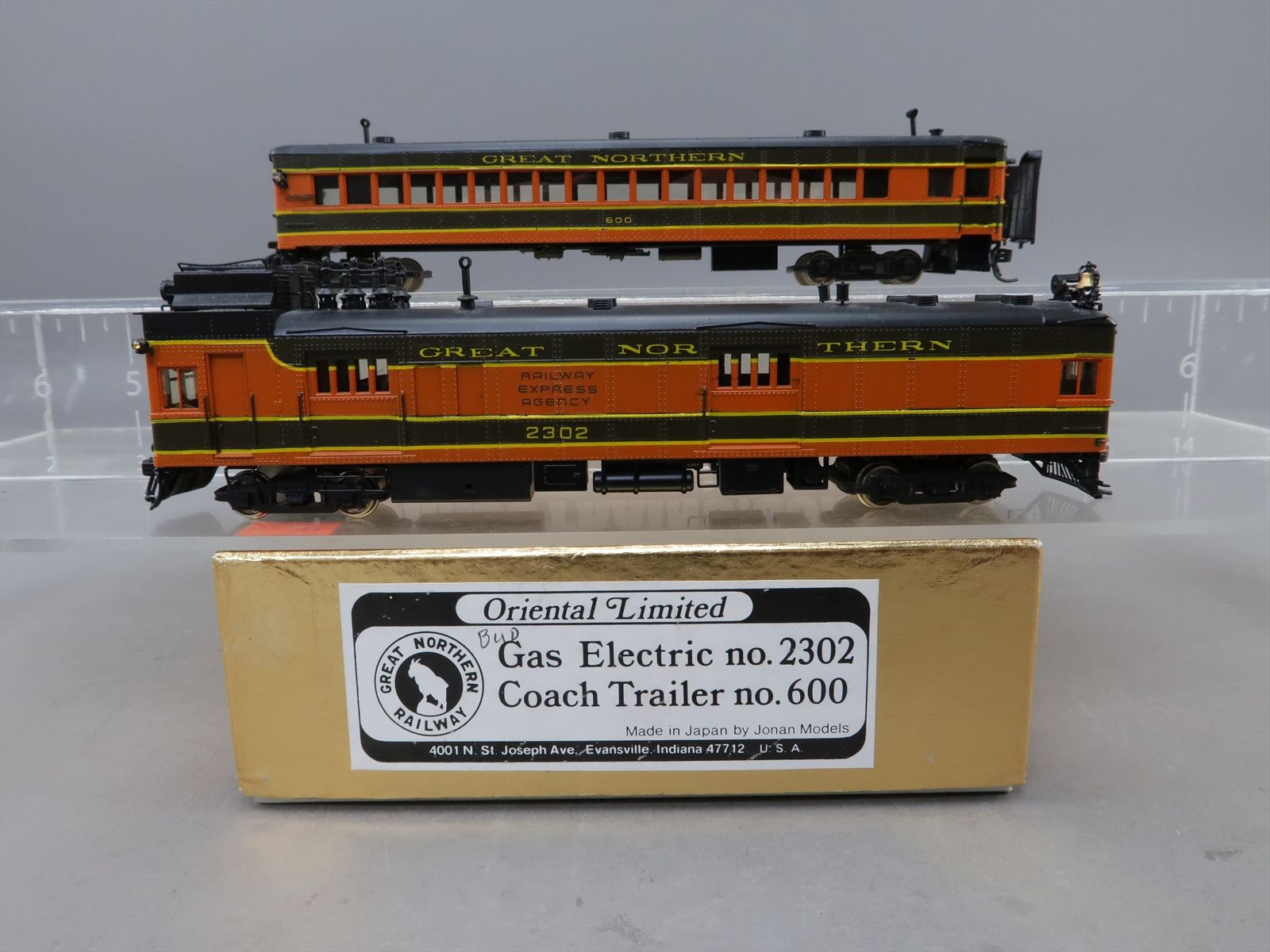 HO Brass Model - Oriental GN Great Northern Gas Electric + Coach ...