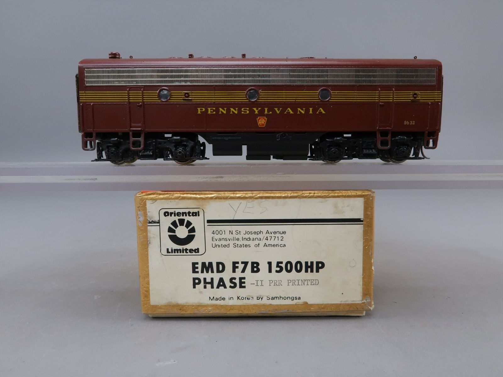 HO Brass Model - Oriental PRR Pennsylvania EMD F7 F7B Phase II - F/P - 1987 Run - Samhongsa