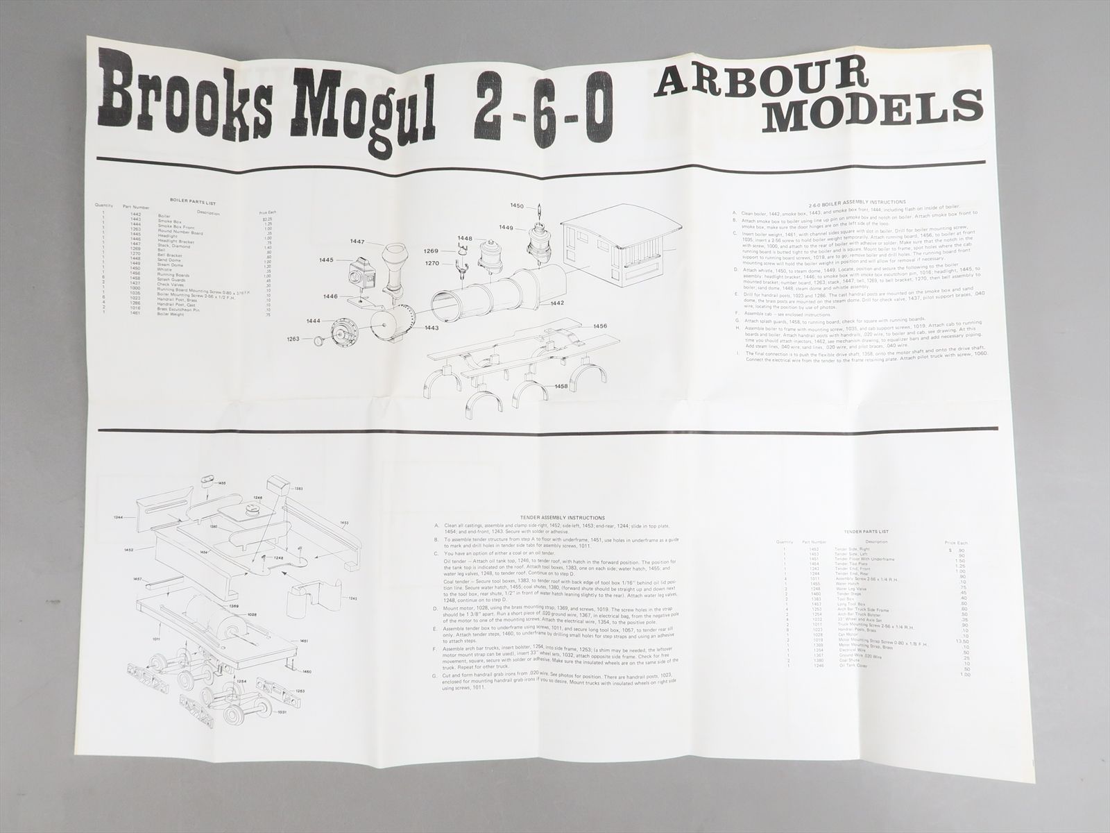 HO Scale Kit - Arbour Models 106 2-6-0 Brooks Mogul - Unbuilt