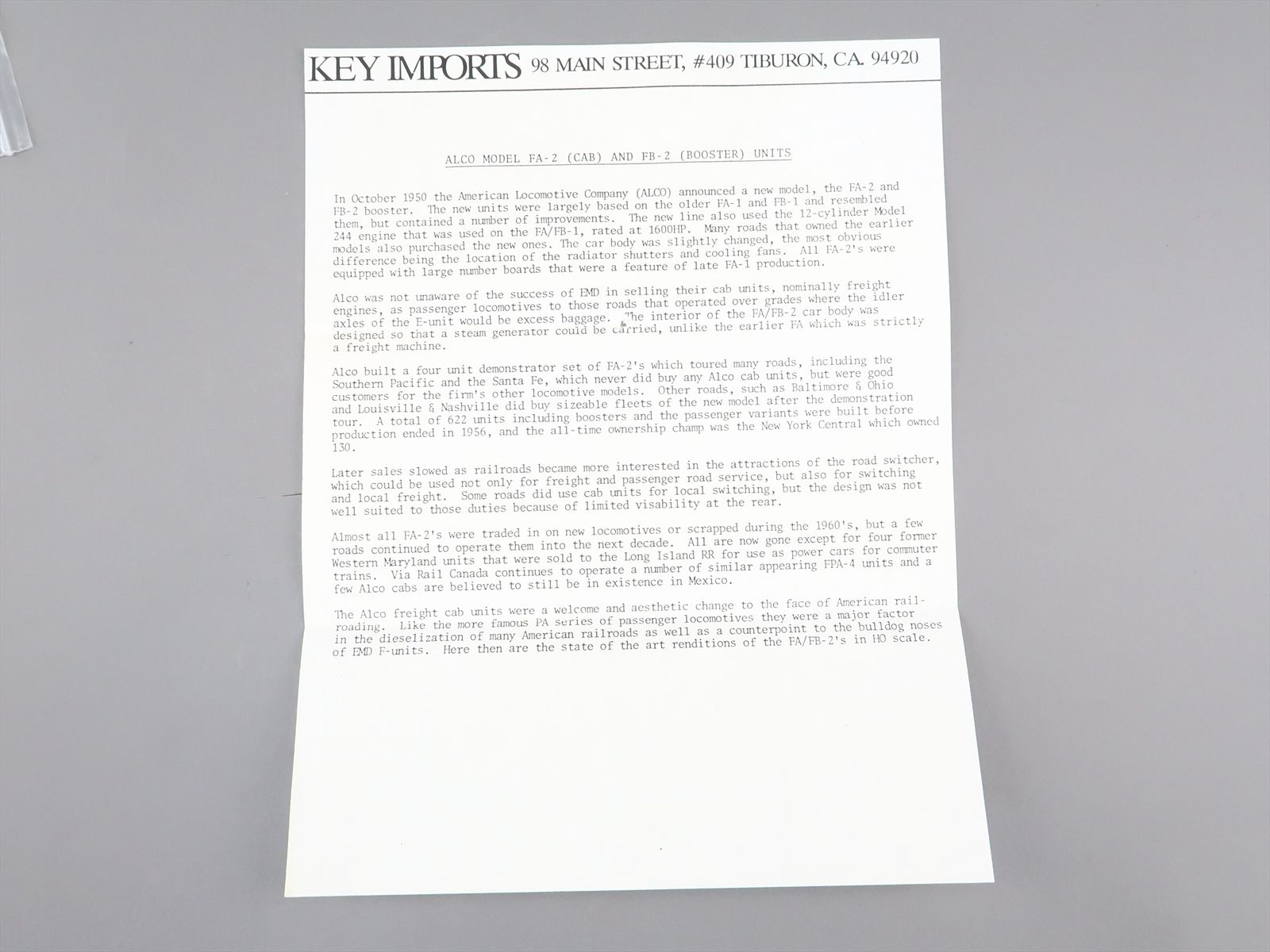 HO Brass Model - Key CS#72 GN Great Northern ALCO FA-2 FB-2 Diesel Set ...