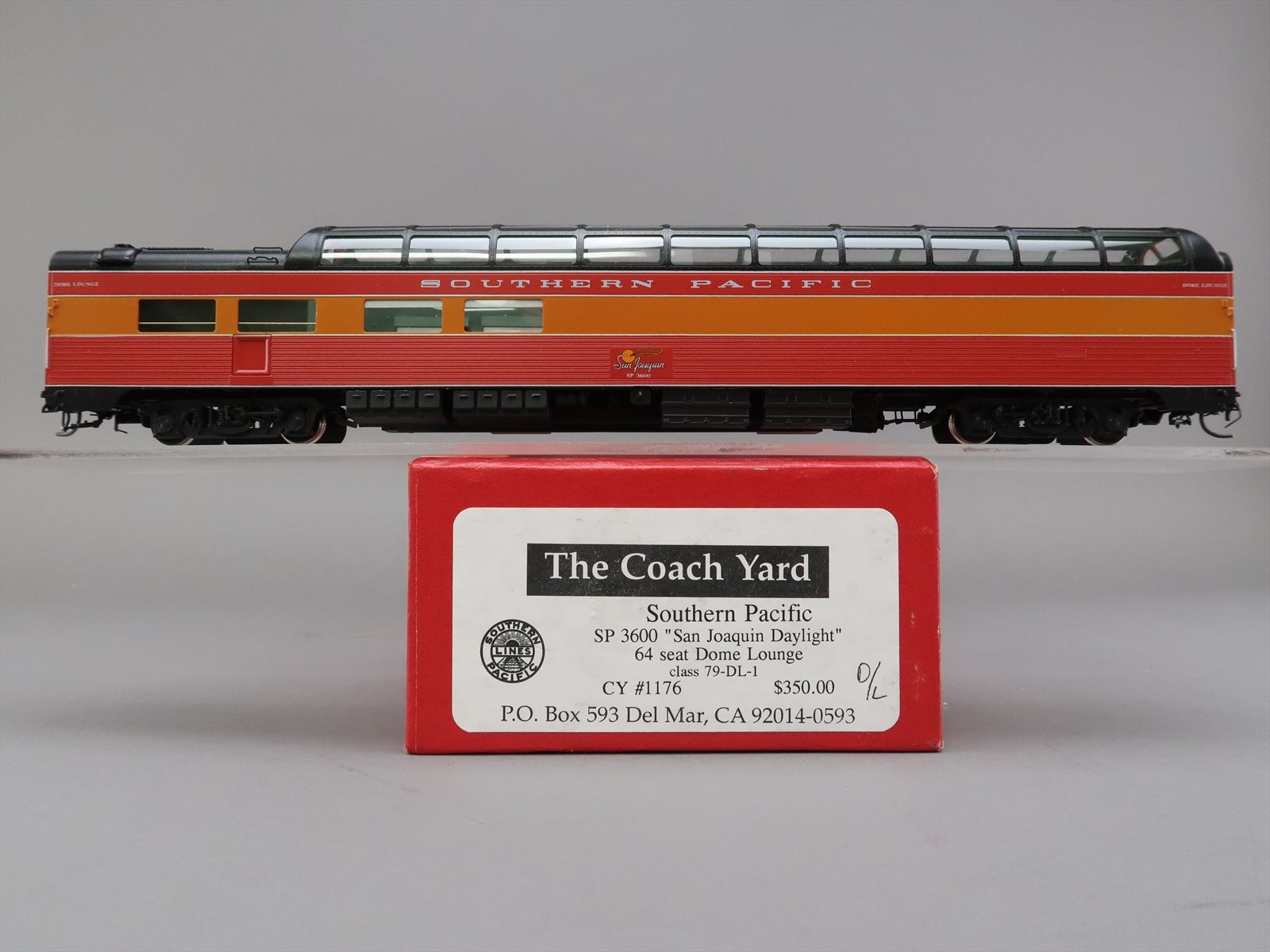 HO Brass Model - TCY 1176 SP Southern Pacific 64-Seat Dome Lounge 79-DL-1 Daylight #3600 ...