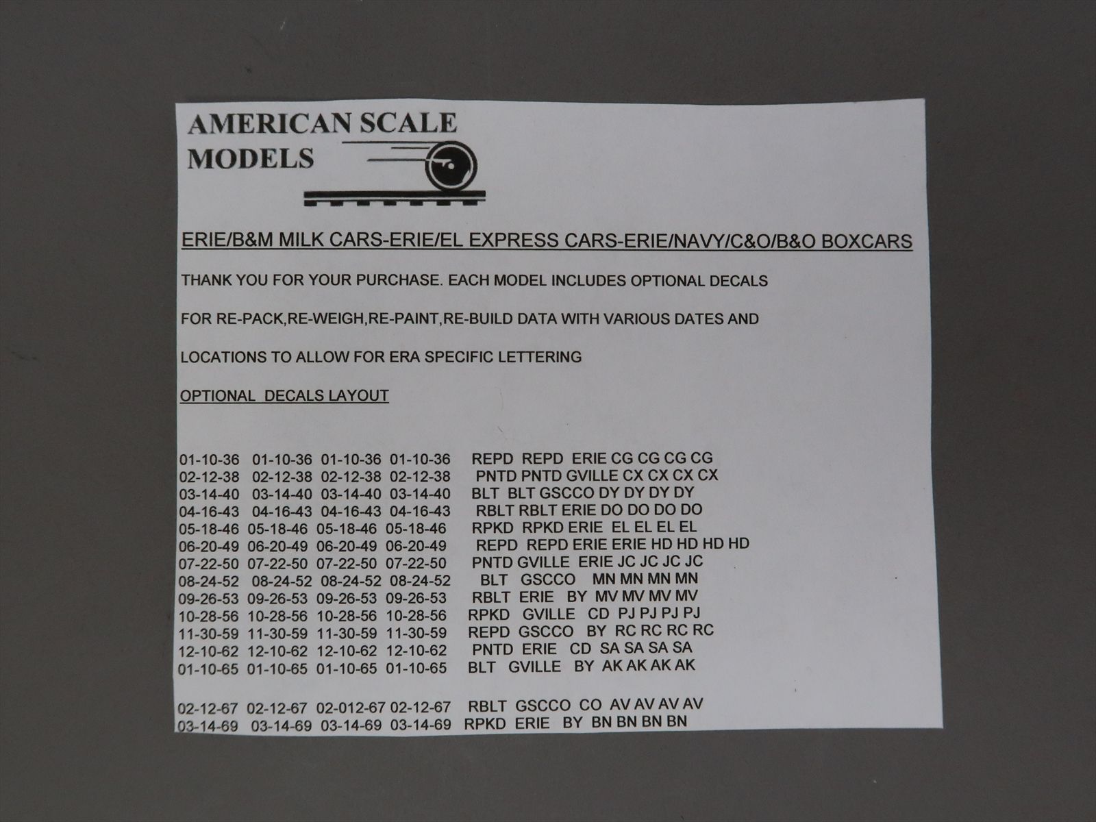 HO Brass Model - ASM ERIE Boxcar w/ Buckeye Ends + Two Section Wood ...