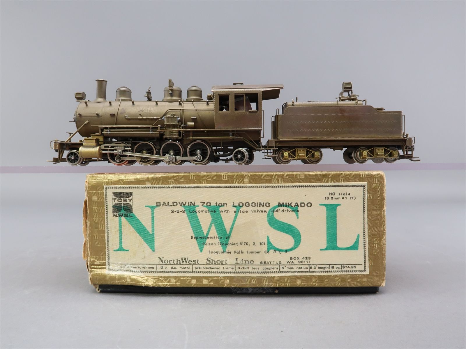HO Brass Model - NWSL Toby Baldwin 2-8-2 70-Ton Logging Mikado Slide ...