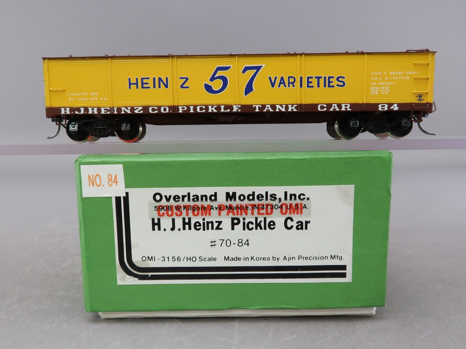 HO Brass Model - OMI 3156.1 HJHX Heinz 57 Pickle Tank Car #84 - F/P ...