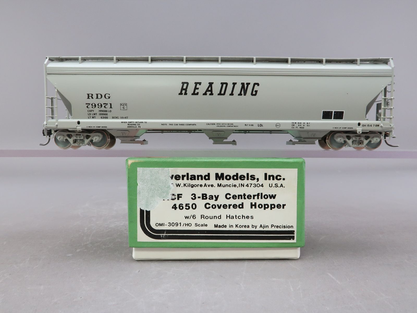 HO Brass Model - OMI 3091 RDG Reading ACF 3 Bay Centerflow 4650 Covered ...