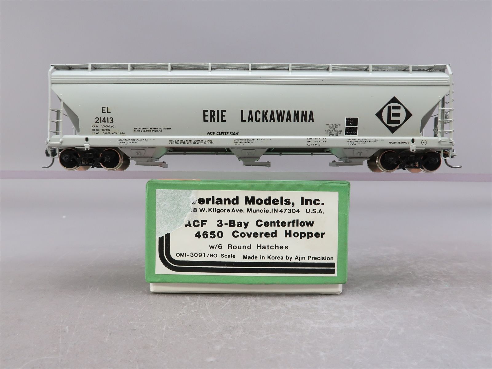 HO Brass Model - OMI 3091 EL Erie Lackawanna ACF 3 Bay Centerflow 4650 ...