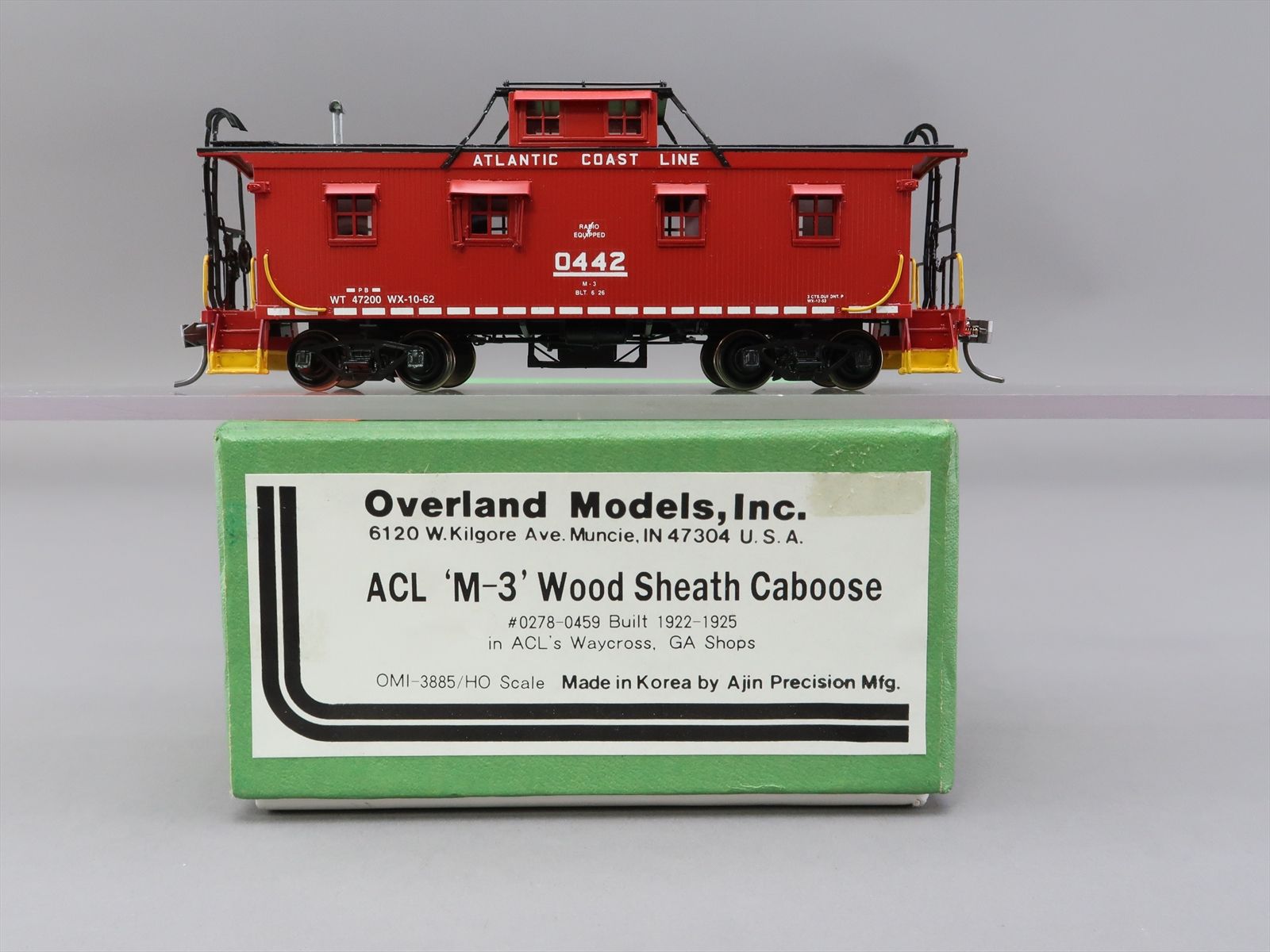 HO Brass Model - OMI 3885 ACL Atlantic Coast Line M-3 Wood Sheath Caboose #0442 - Custom - 1994 ...