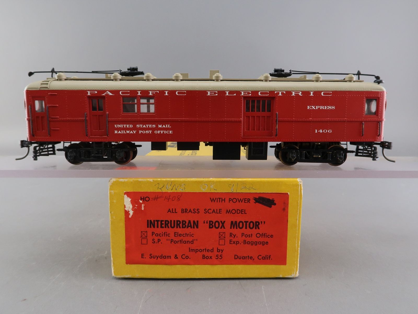 HO Model - Suydam 1406 PE Pacific Electric RPO Interurban Box Motor ...