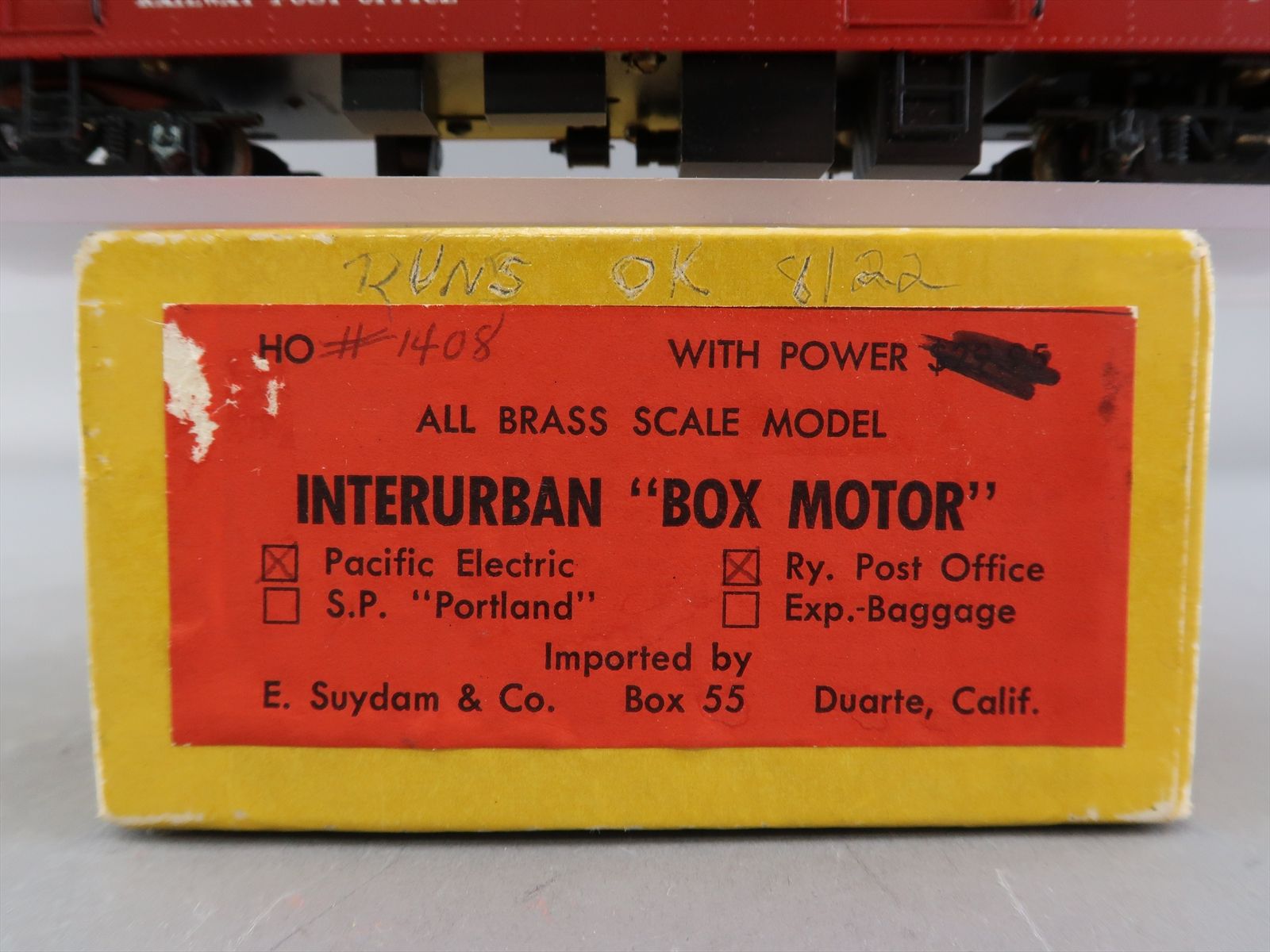 HO Model - Suydam 1406 PE Pacific Electric RPO Interurban Box Motor ...