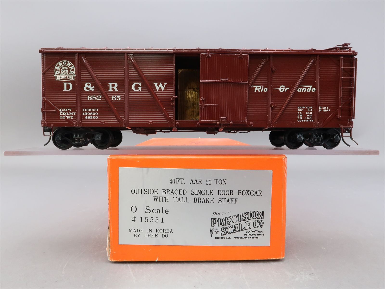 O Brass Model - PSC 15531 D&RGW Rio Grande 40' AAR 50 Ton Outside Braced Single Door Boxcar ...