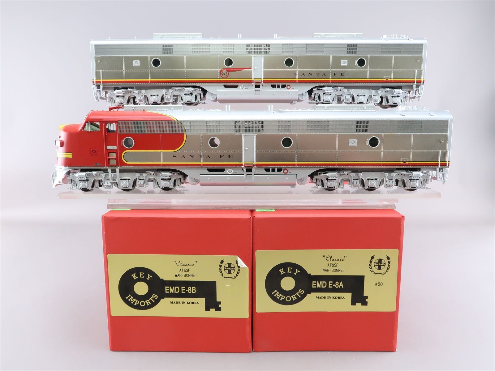 O Brass Model - Key AT&SF Santa Fe E8 E8A E8B Warbonnet A-B Set #80 - F ...