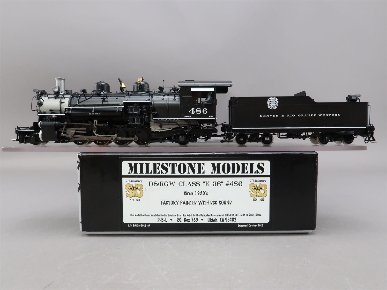 Sn3 Brass Model - PBL Milestone D&RGW Rio Grande K36 2-8-2 Circa 1930's ...