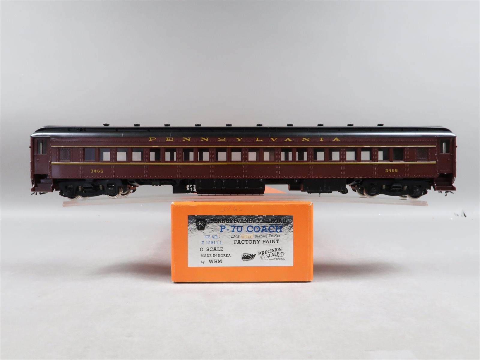 O Brass Model - PSC 15811-1 PRR Pennsylvania P-70 Coach #3466 - F/P - WBM