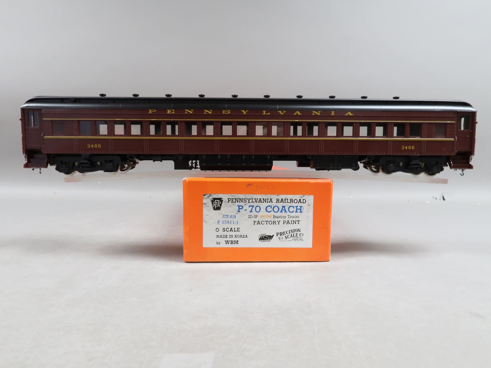 O Brass Model - PSC 15811-1 PRR Pennsylvania P-70 Coach #3466 - F/P - WBM