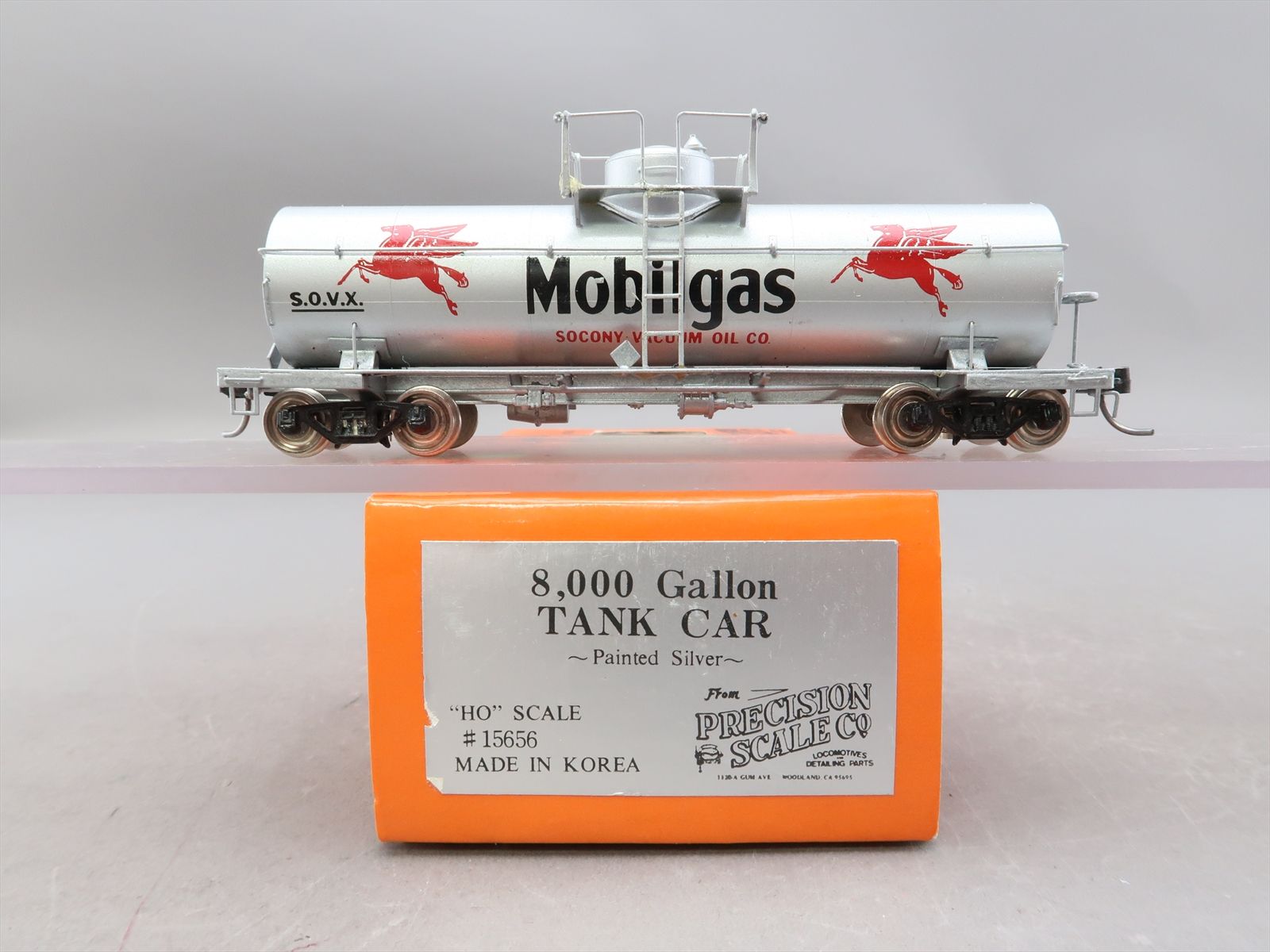 HO Brass Model - PSC 15656 SOVX Mobilgas 8,000 Gallon Tank Car Silver ...