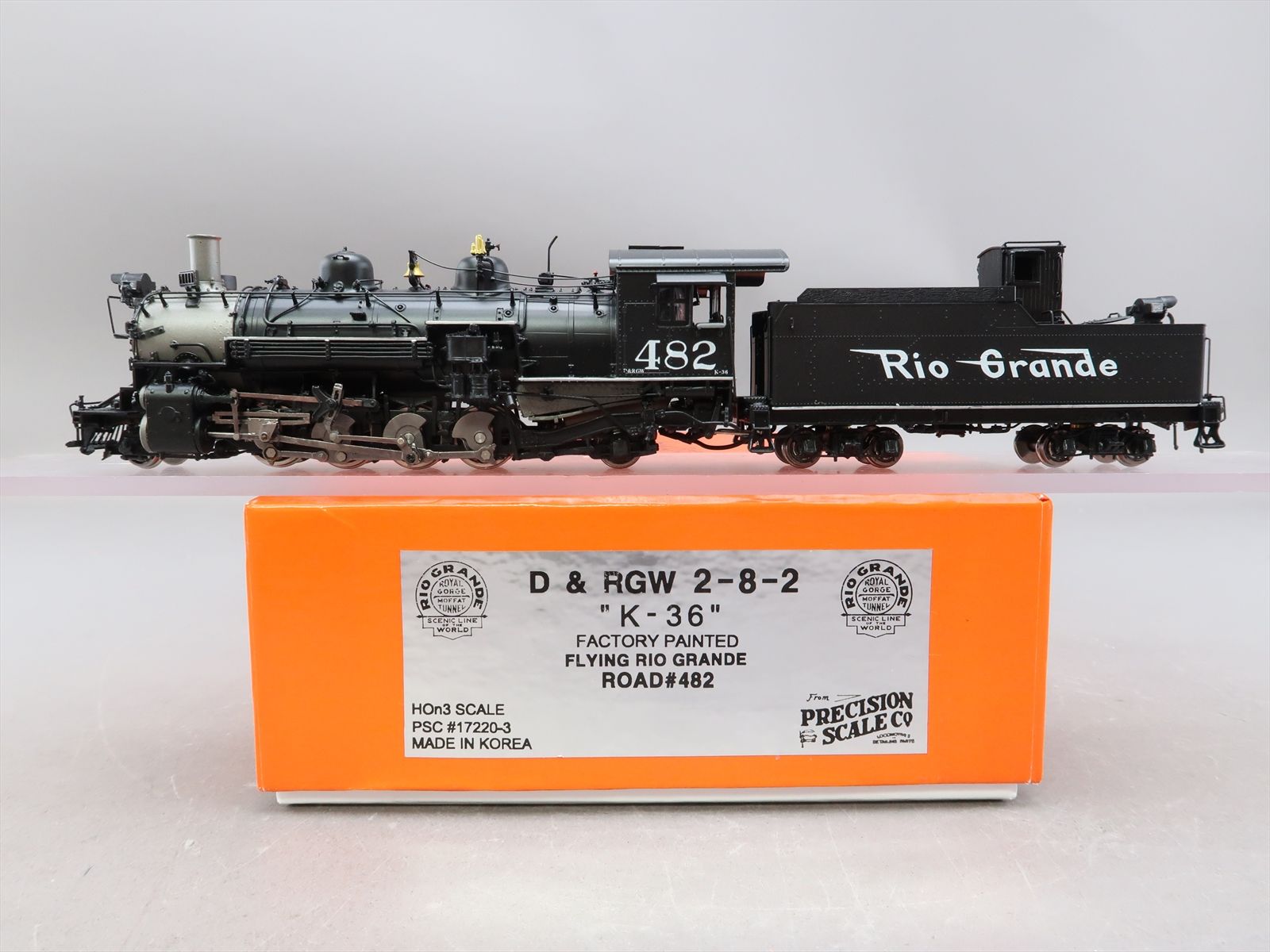 HOn3 Brass Model - PSC 17220-3 D&RGW Rio Grande K-36 2-8-2 #482 - F/P - Made in Korea