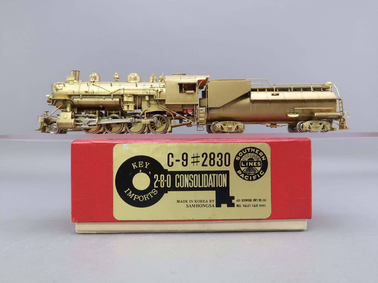 HO Brass Model - Key SP Southern Pacific 2-8-0 C-9 #2830 - Unpainted - 1980 Run - Samhongsa