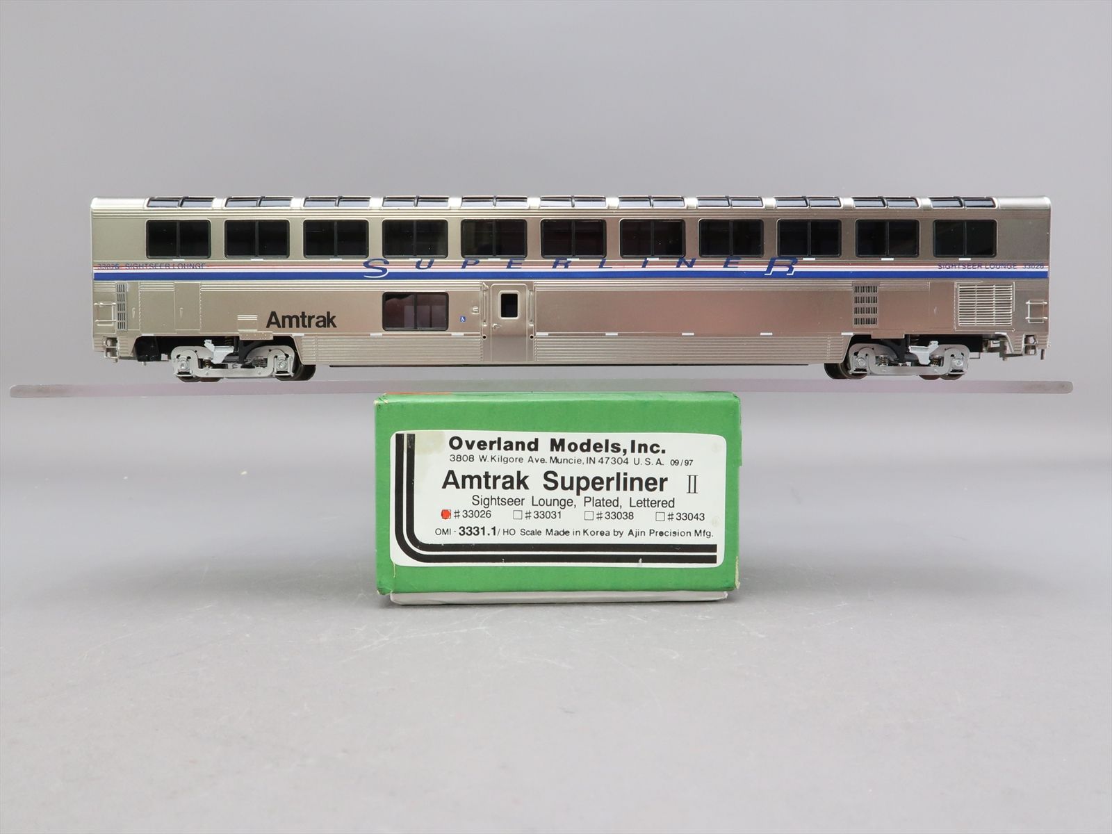 HO Brass Model - OMI 3331.1 Amtrak Superliner II Sightseer Lounge #33026 - F/P - 1997 Run - Ajin