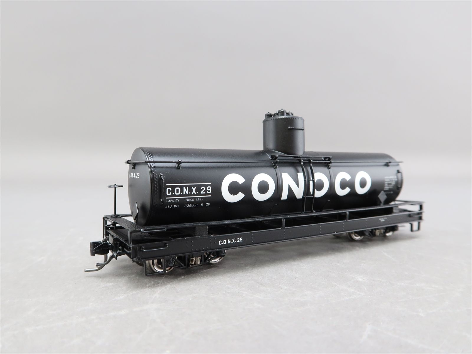 HOn3 Brass Model - DP 3080.1 CONX Conoco Tank Car #29 Narrow Dome - F/P - Black - 2019 Run - Juwon