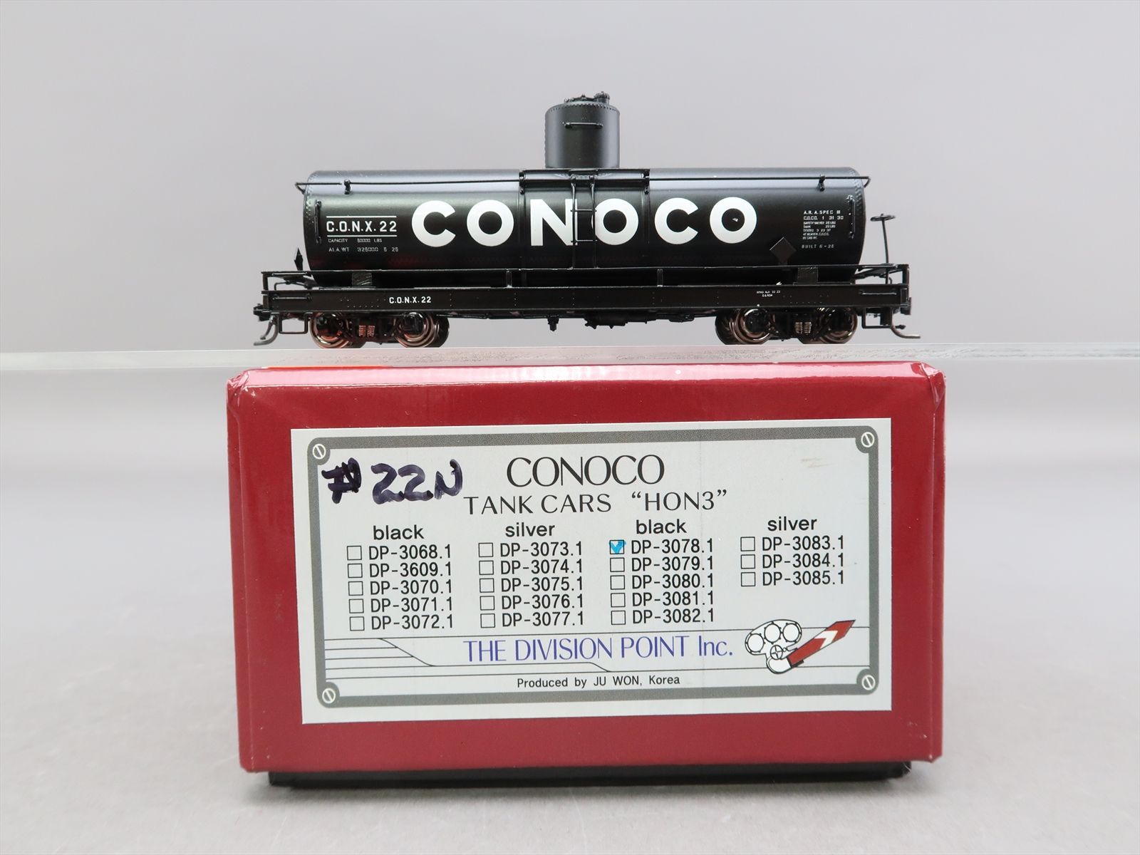 HOn3 Brass Model - DP 3078.1 CONX Conoco Tank Car #22 Narrow Dome - F/P ...