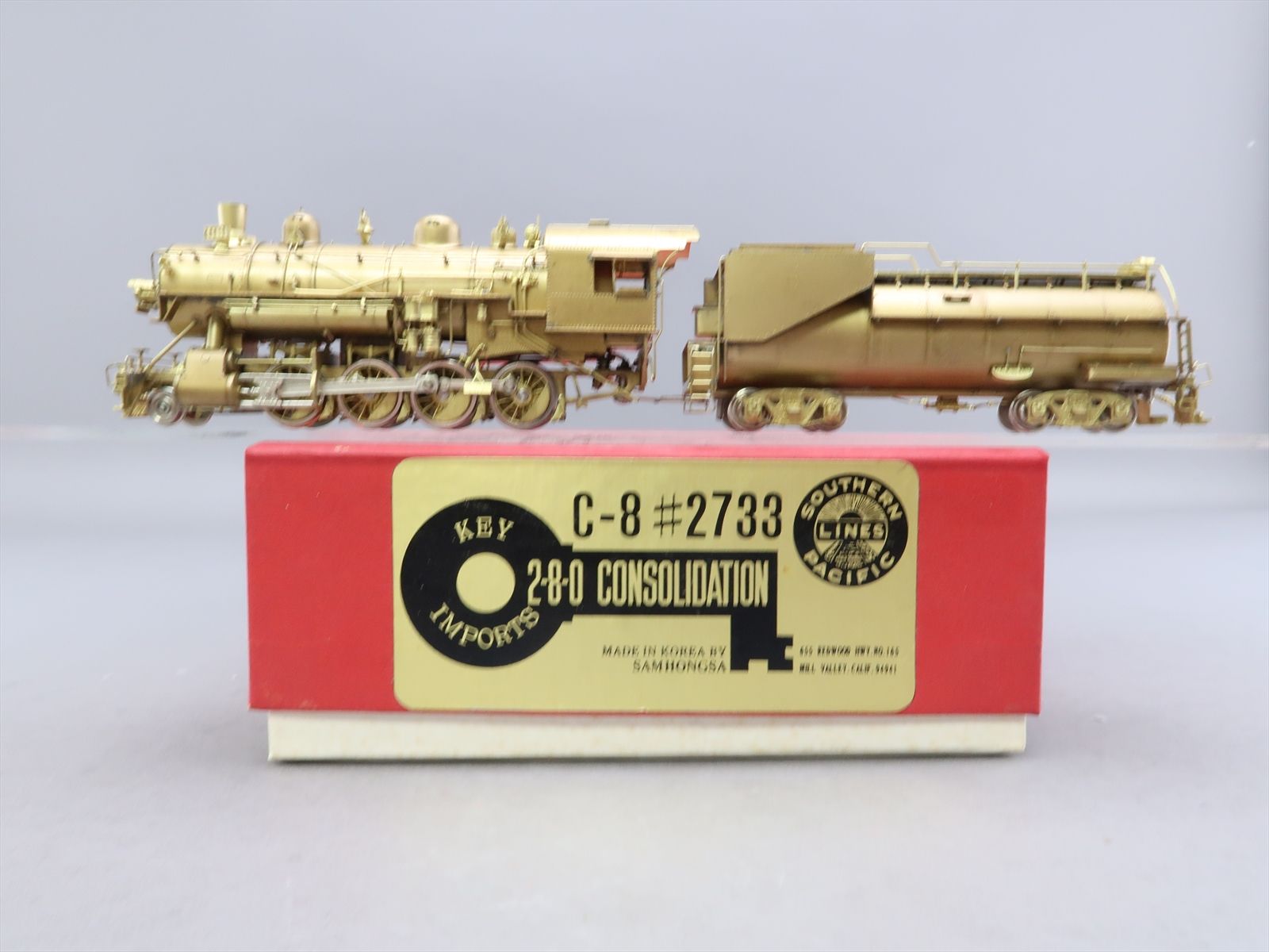 HO Brass Model - Key SP Southern Pacific 2-8-0 C-8 Consolidation #2733 - Unpainted - 1981 Run ...