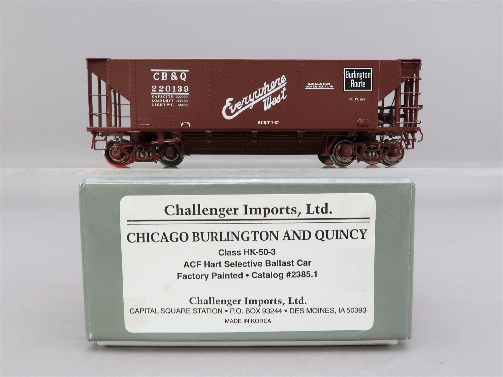 HO Brass Model - CIL 2385.1 CB&Q Burlington ACF HK-50-3 Hart Selective ...