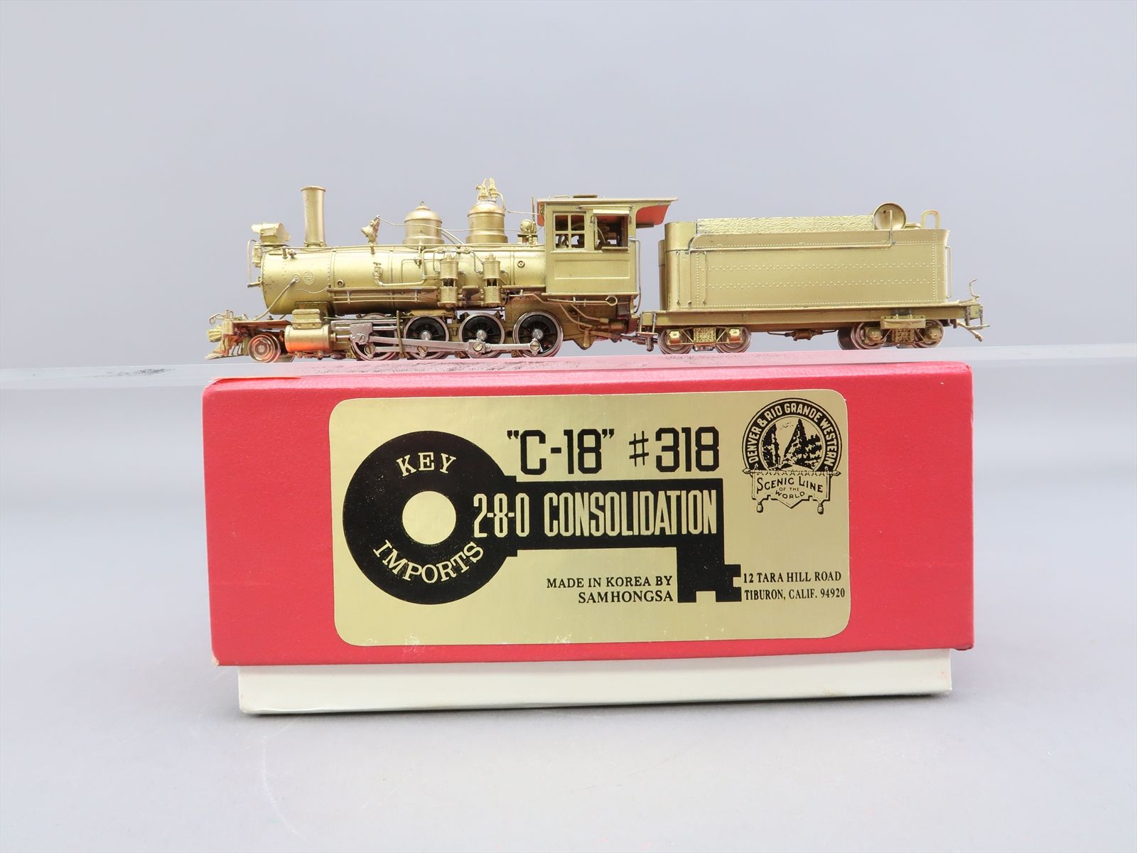 HOn3 Brass Model - Key Imports D&RGW 2-8-0 C-18 #318 - Unpainted - 1977 ...