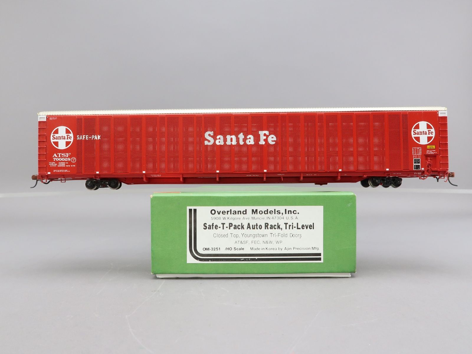 HO Brass Model - OMI 3251 AT&SF Santa Fe Safe-T-Pack Auto Rack Tri ...