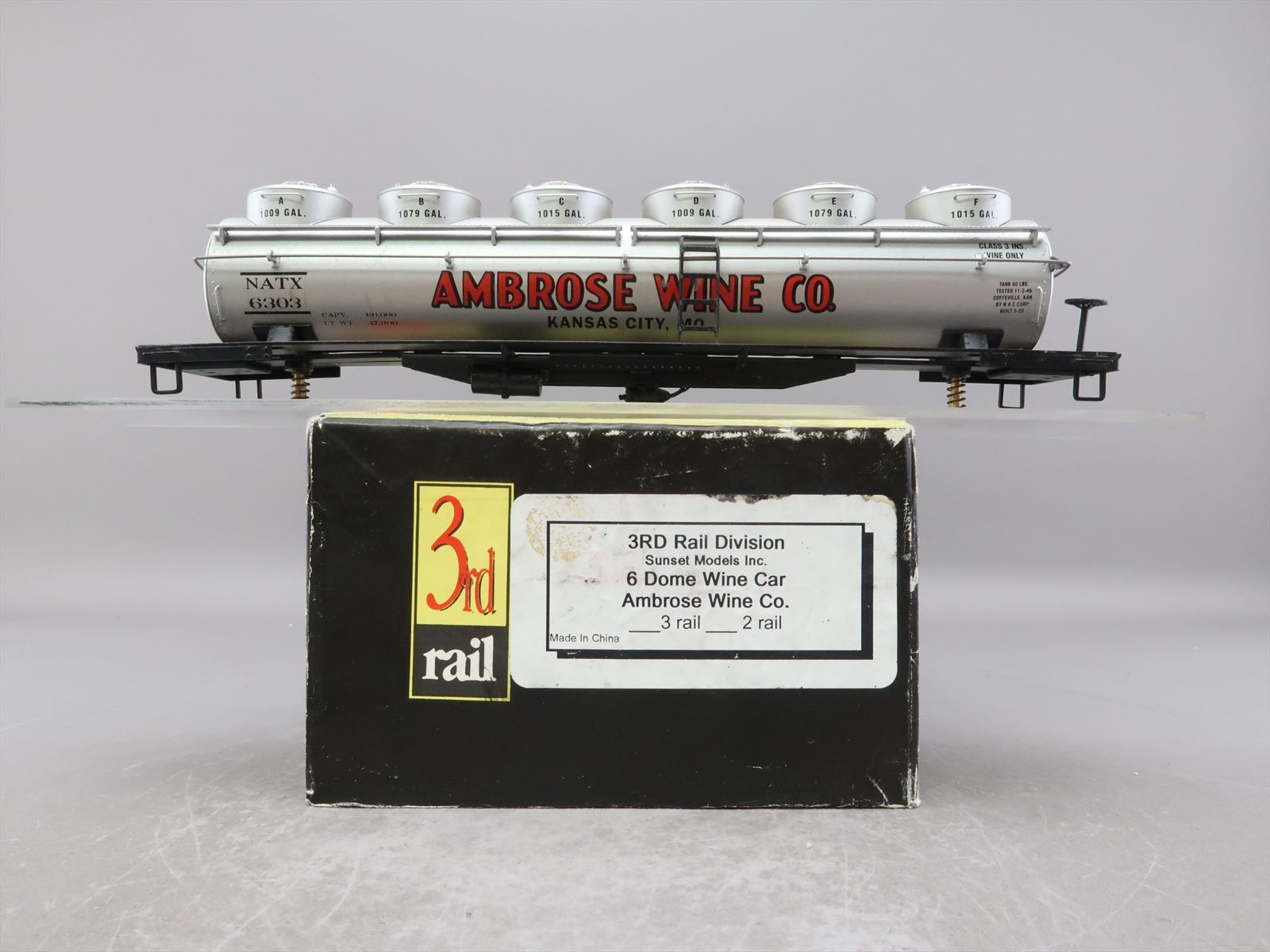 O 3-Rail Brass Model - Sunset NATX Ambrose Wine Co. 6-Dome Tank Car ...