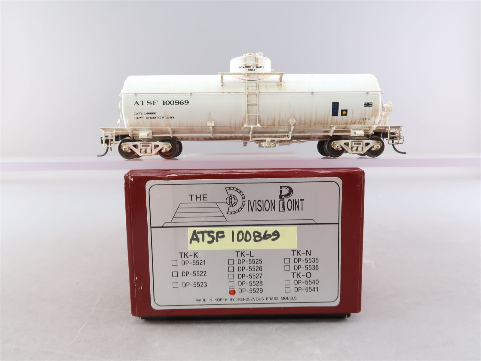 HO Brass Model - DP 5529 AT&SF Santa Fe Single Dome Tank Car White ...