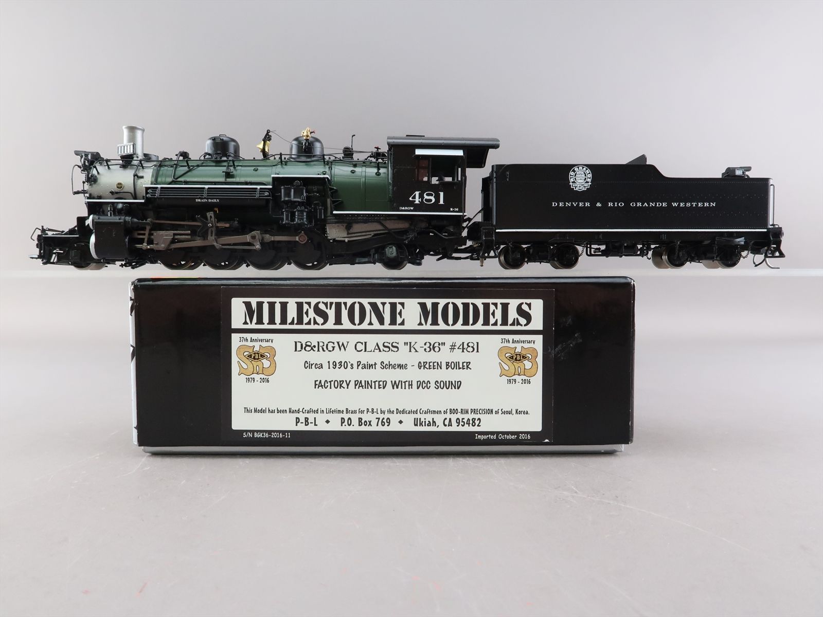 Sn3 Brass Model - PBL Milestone D&RGW Rio Grande K36 2-8-2 Circa 1930's ...