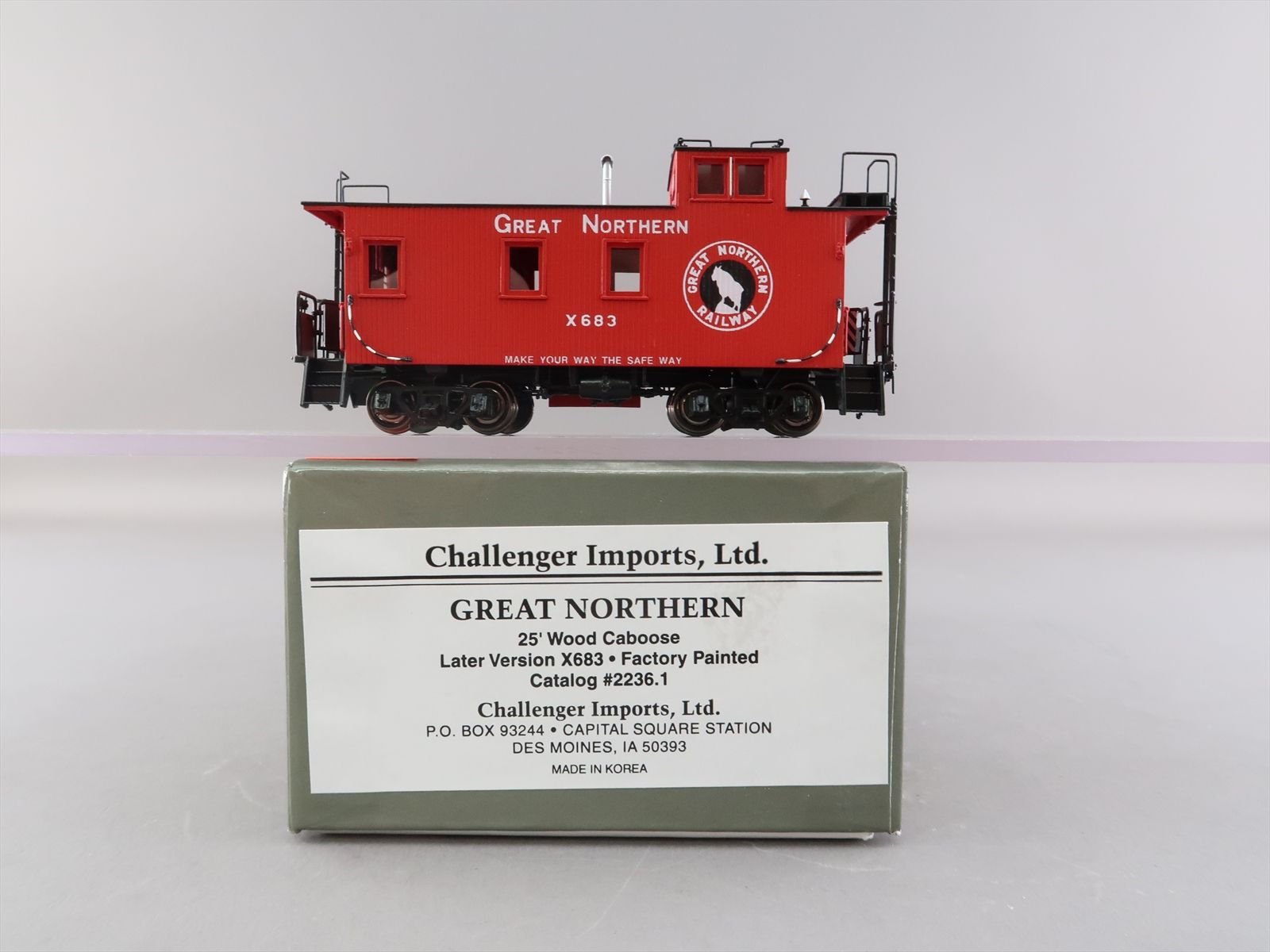 HO Brass Model - CIL 2236.1 GN Great Northern 25' Wood Caboose Later # ...