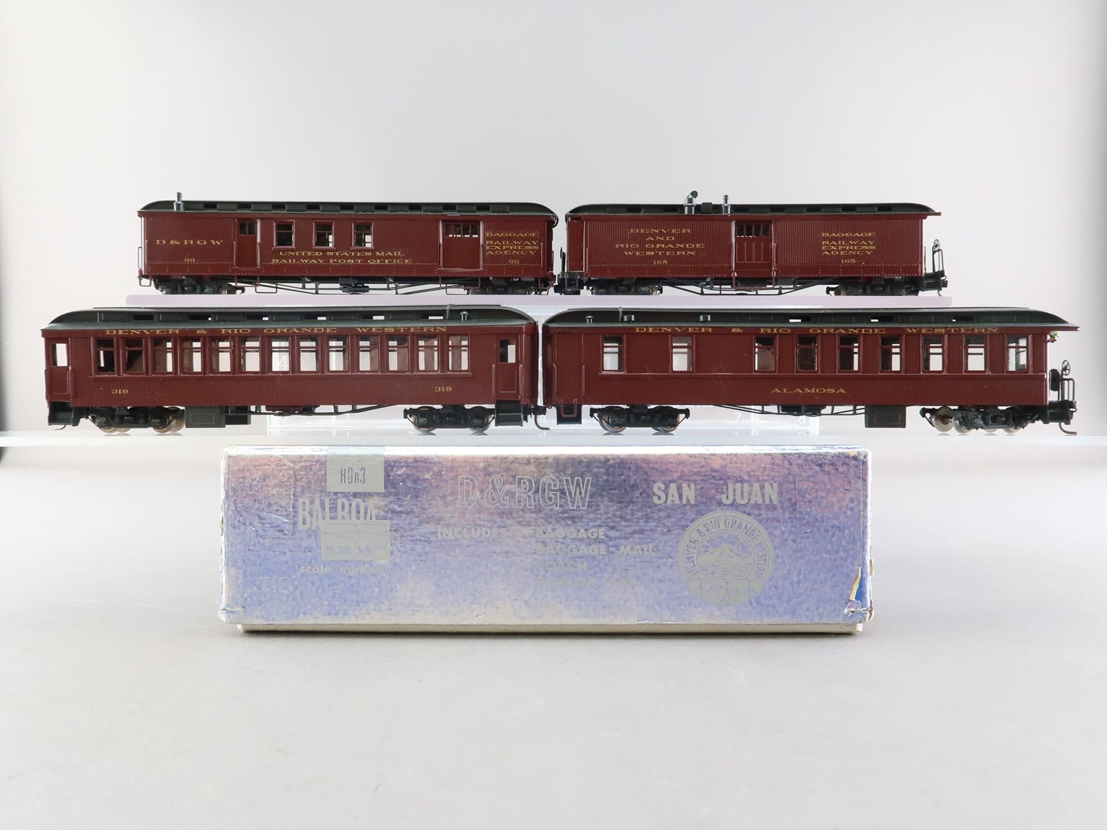 HOn3 Brass Model - Balboa D&RGW Rio Grande San Juan 4-Car Passenger Set - Custom - Kumata
