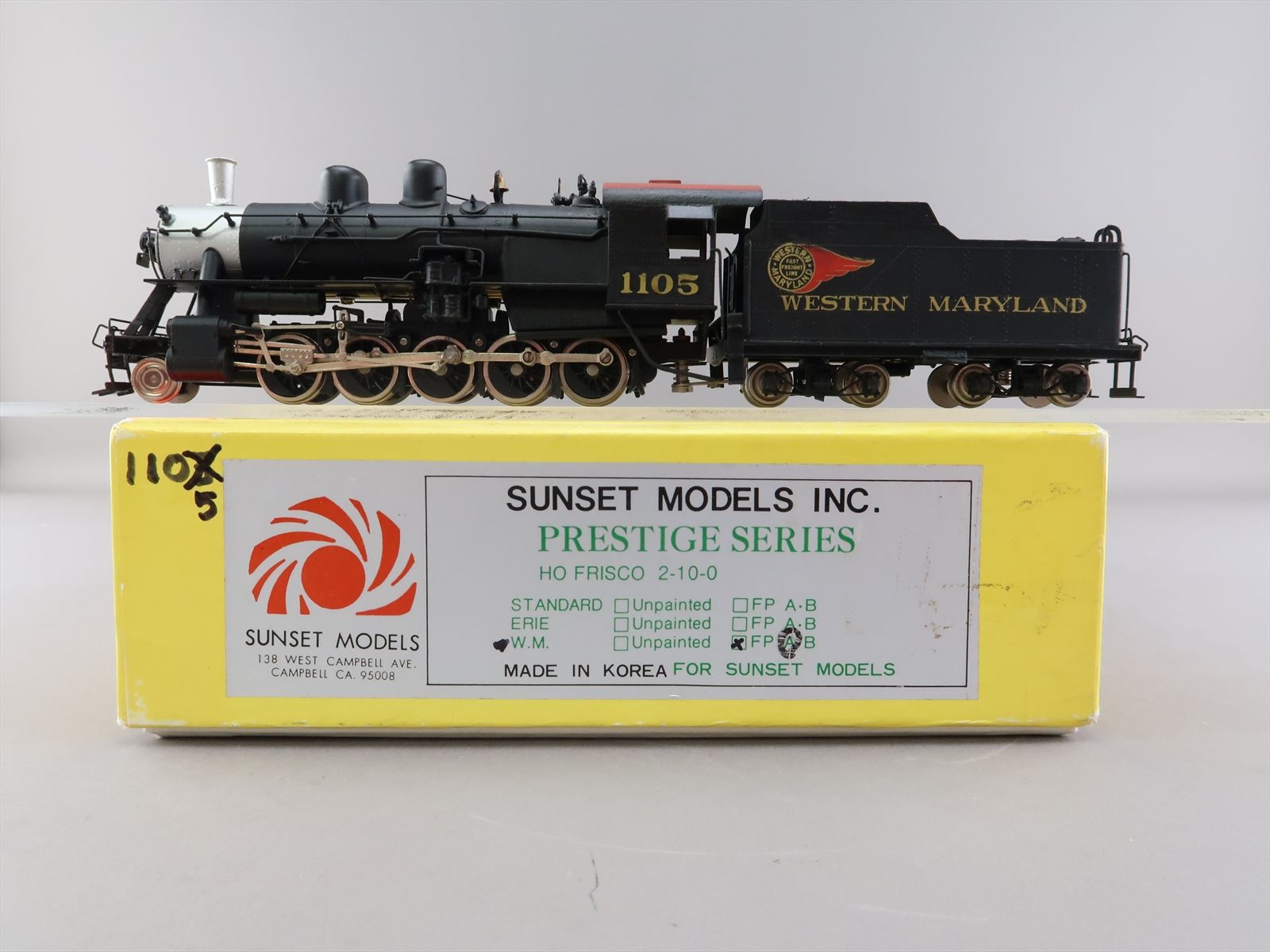 HO Brass Model - Sunset WM Western Maryland I-1 2-10-0 #1105 - F/P ...