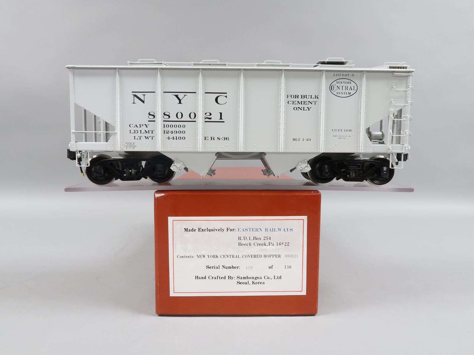 G Brass Model - ER Eastern Railways NYC New York Central Covered Hopper ...