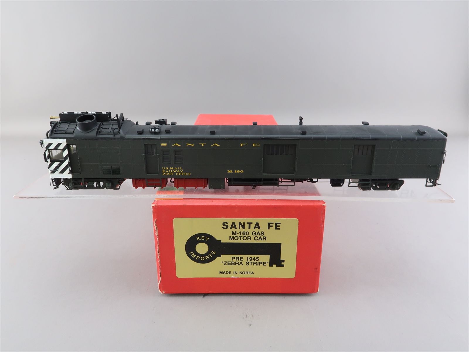 HO Brass Model - Key ATSF Santa Fe Motor Car M-160 Pre 1945 Zebra Stripe - F/P - 1998 Run - Made ...