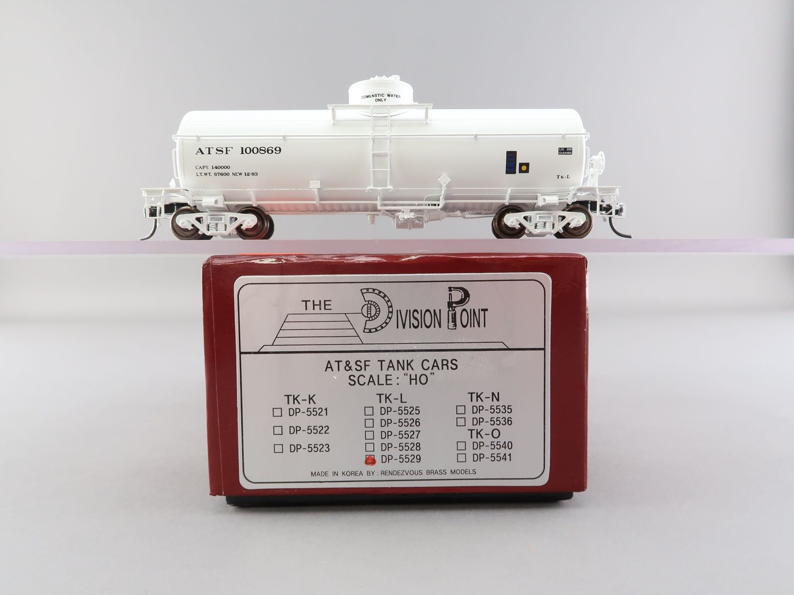 HO Brass Model - DP 5529 AT&SF Santa Fe Single Dome Tank Car TK-L White ...