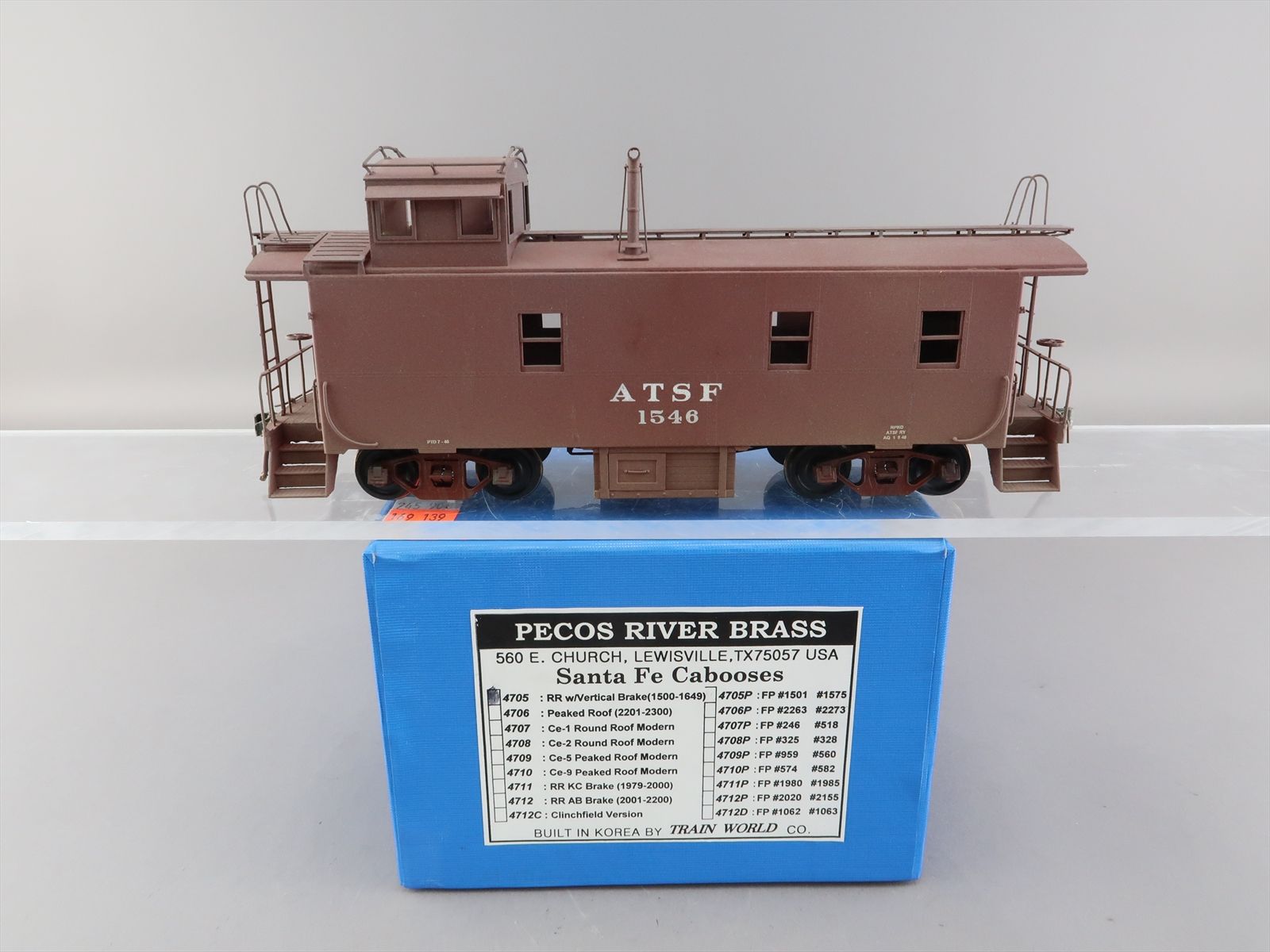 O Brass Model - PRB Pecos River 4705 AT&SF Santa Fe Caboose #1546 ...