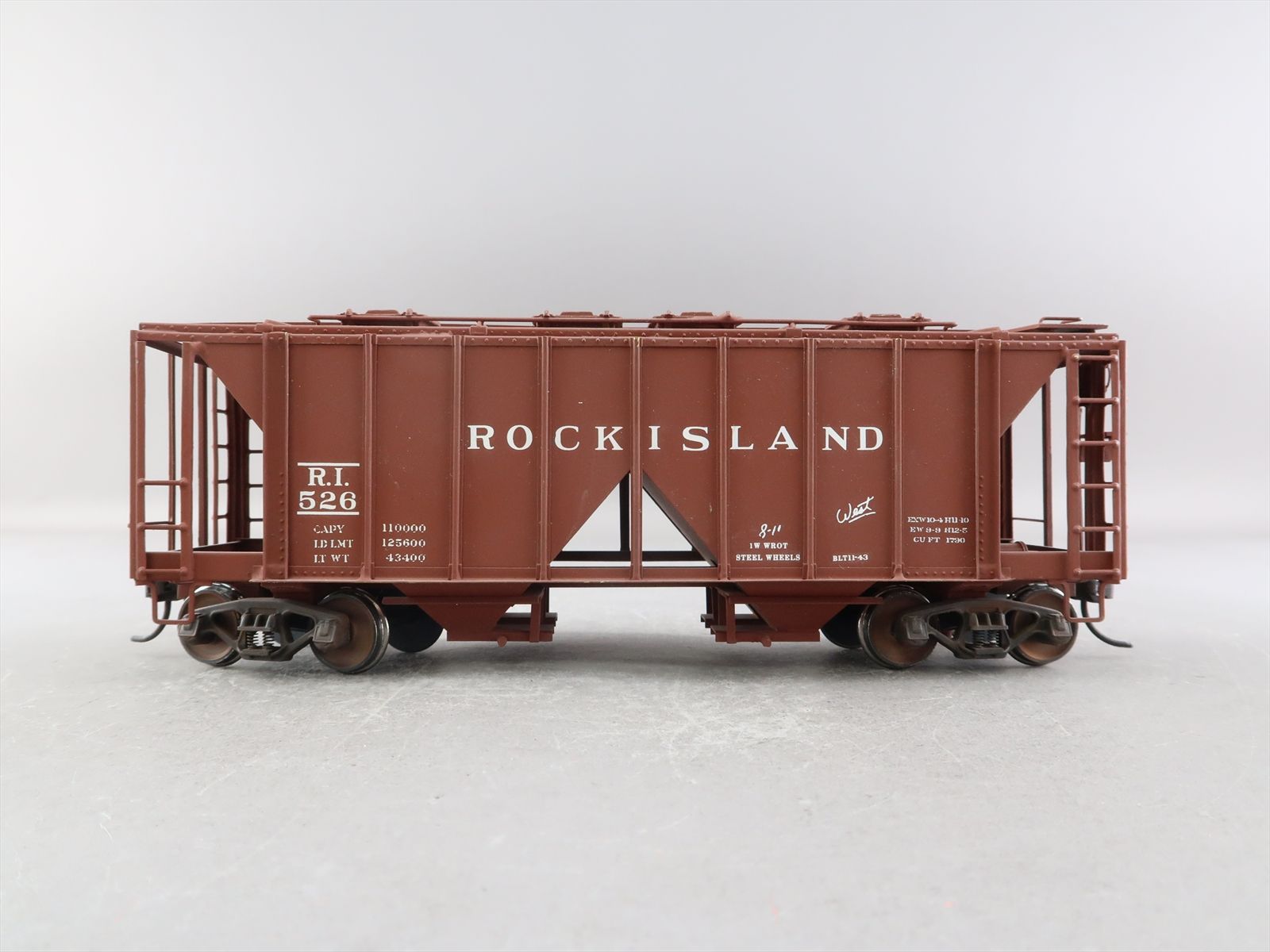 O Brass Model - USH 601 RI Rock Island Slab Side Covered Hopper #526 ...