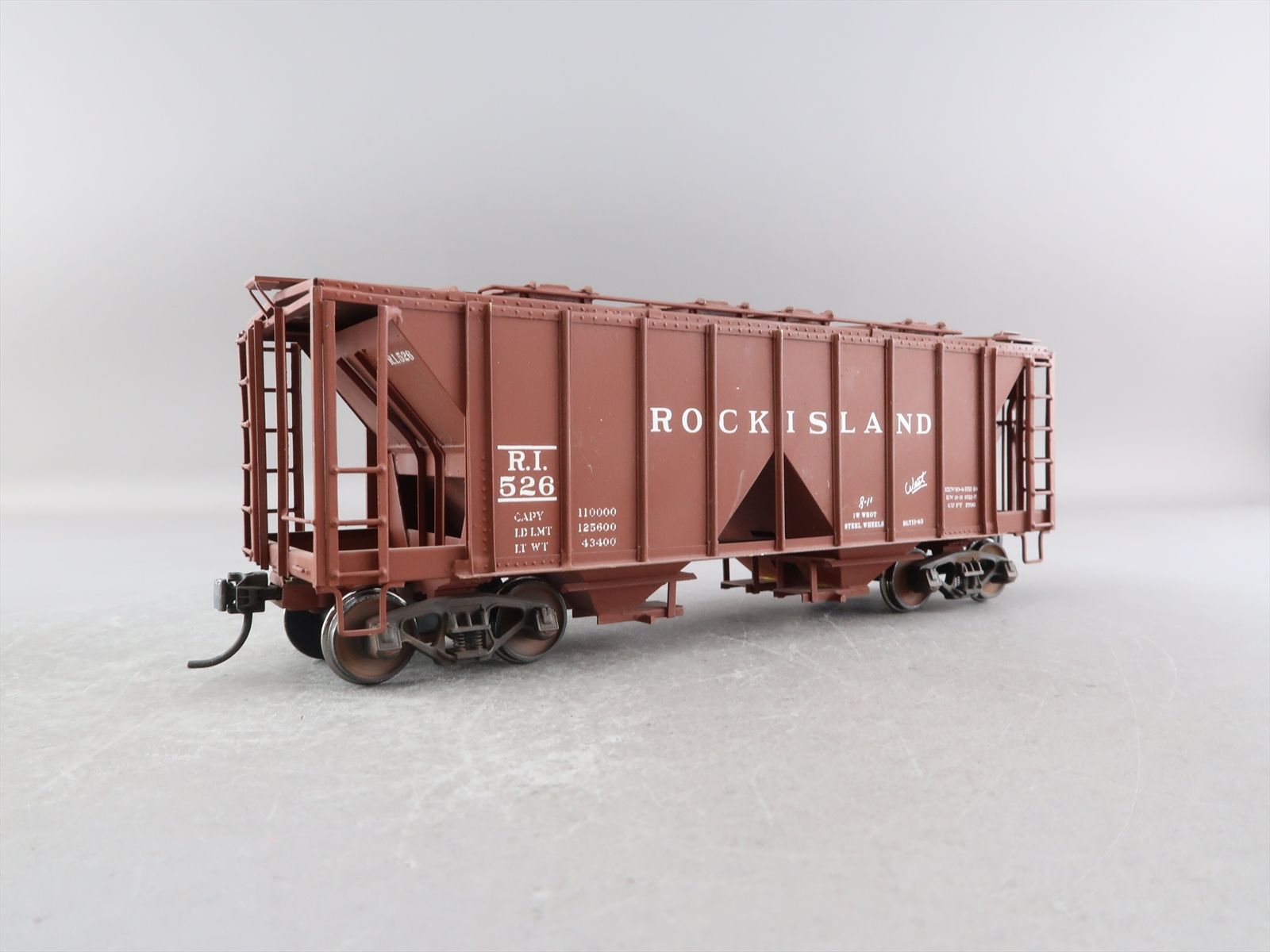 O Brass Model - USH 601 RI Rock Island Slab Side Covered Hopper #526 ...