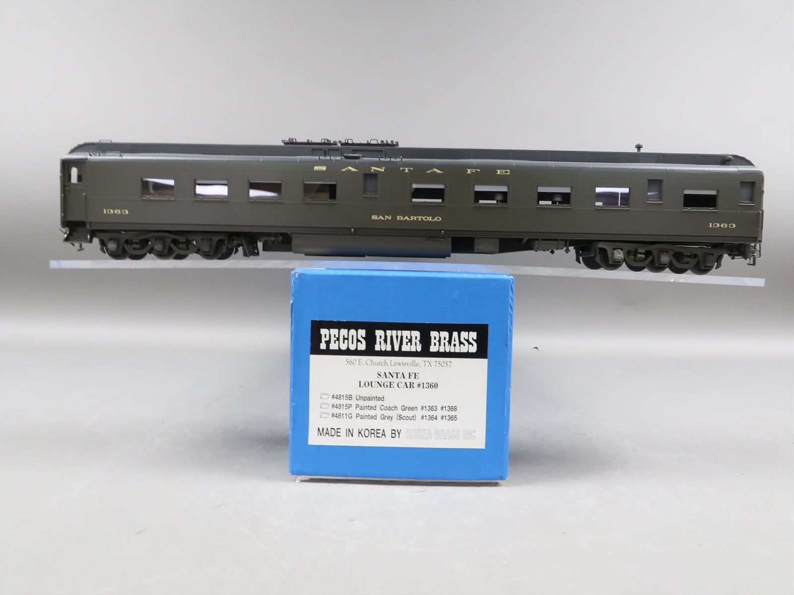 O Brass Model - PRB Pecos River 4815B AT&SF Santa Fe Lounge Car #1363 ...
