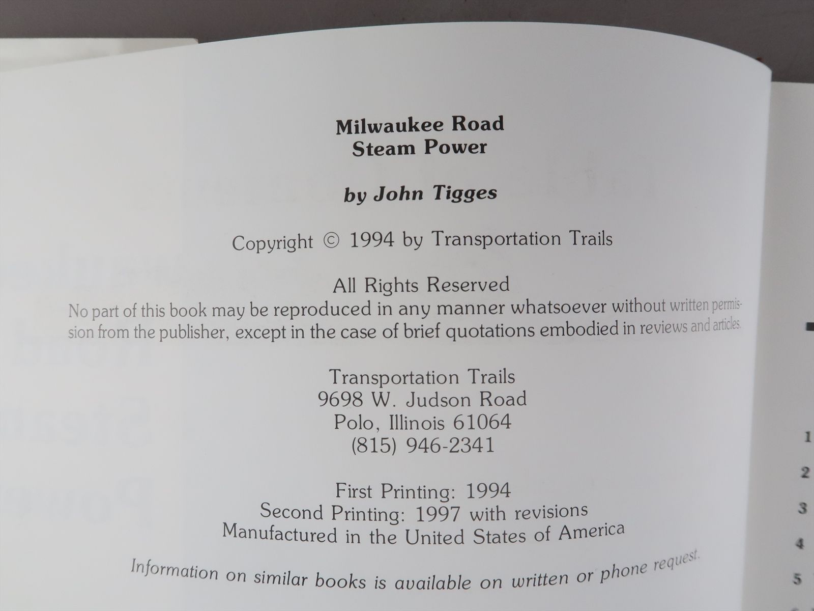 Railroad Book - Milwaukee Road Steam Power - John Tigges - 208 pgs