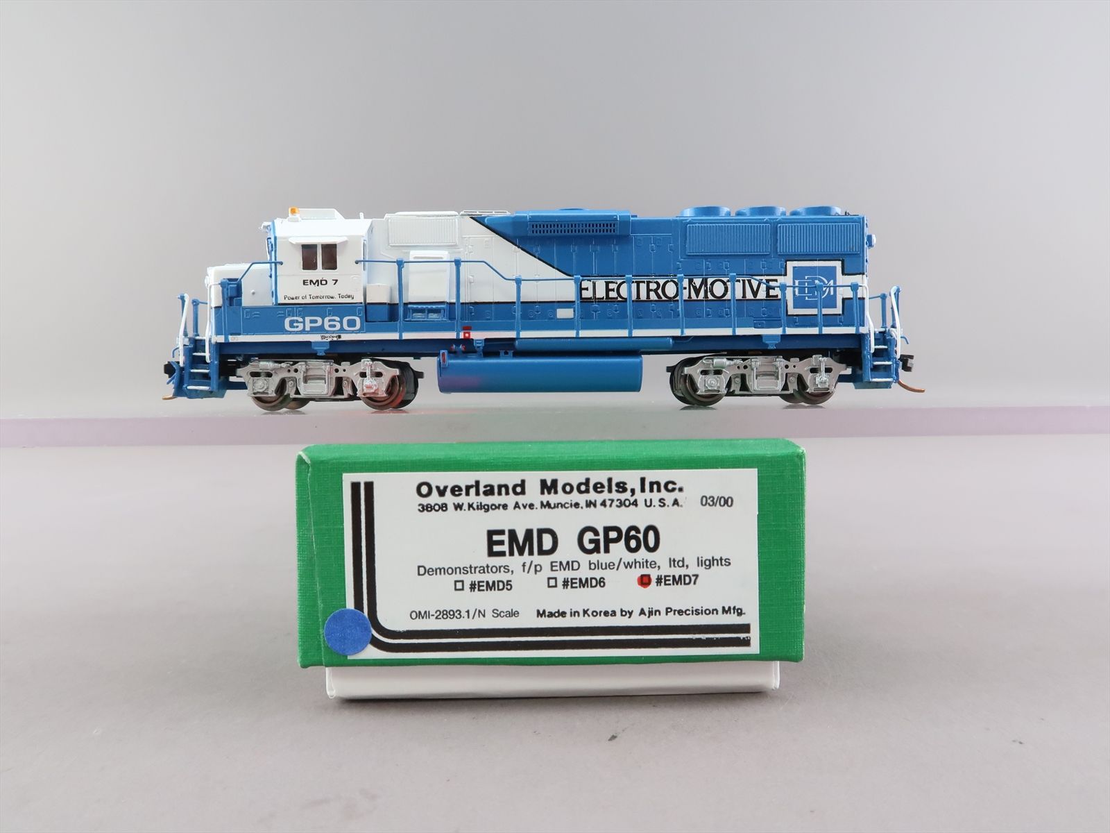 N Brass Model - OMI 2893.1 EMD Demo Demonstrator GP60 Blue / White # ...