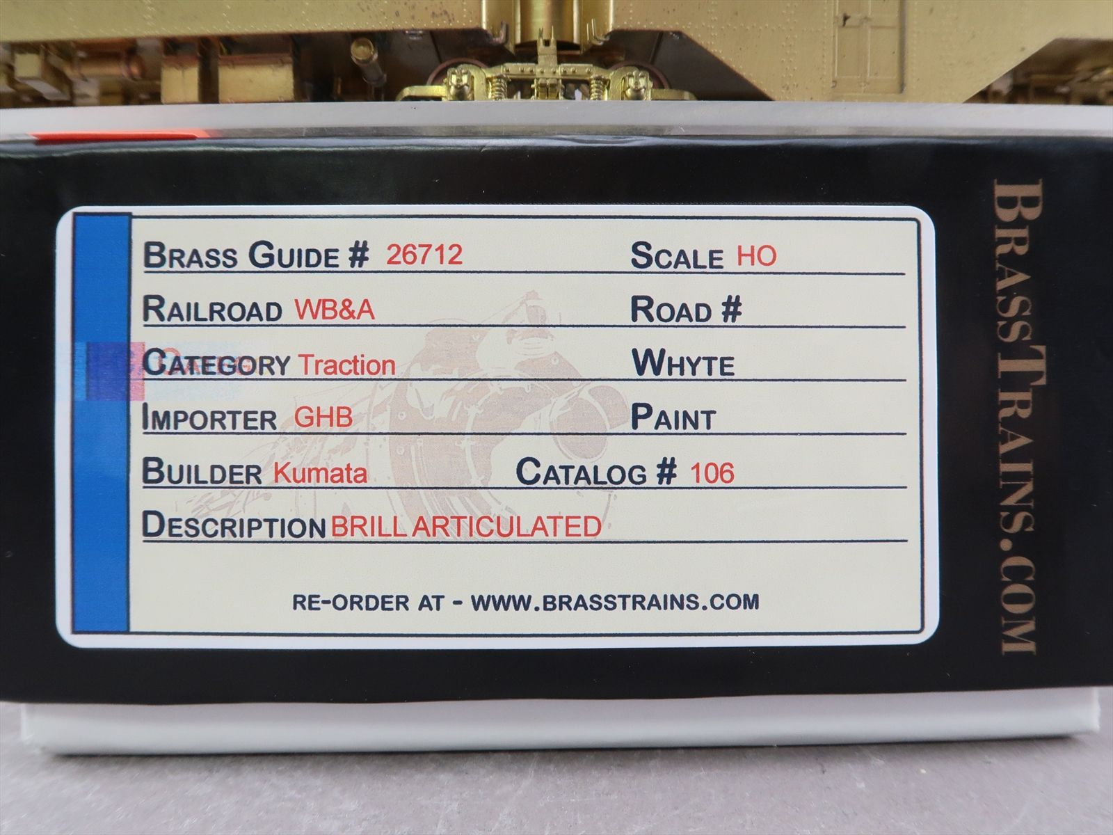 HO Brass Model - GHB 106 WB&A Washington Baltimore & Annapolis ...