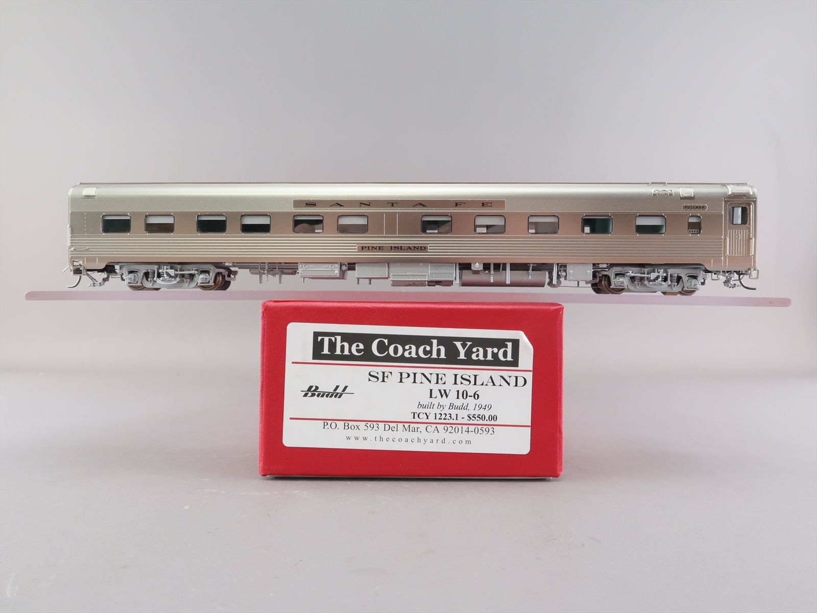 HO Brass Model - TCY 1223.1 AT&SF SF Santa Fe Budd LW 10-6 Sleeper Pine ...