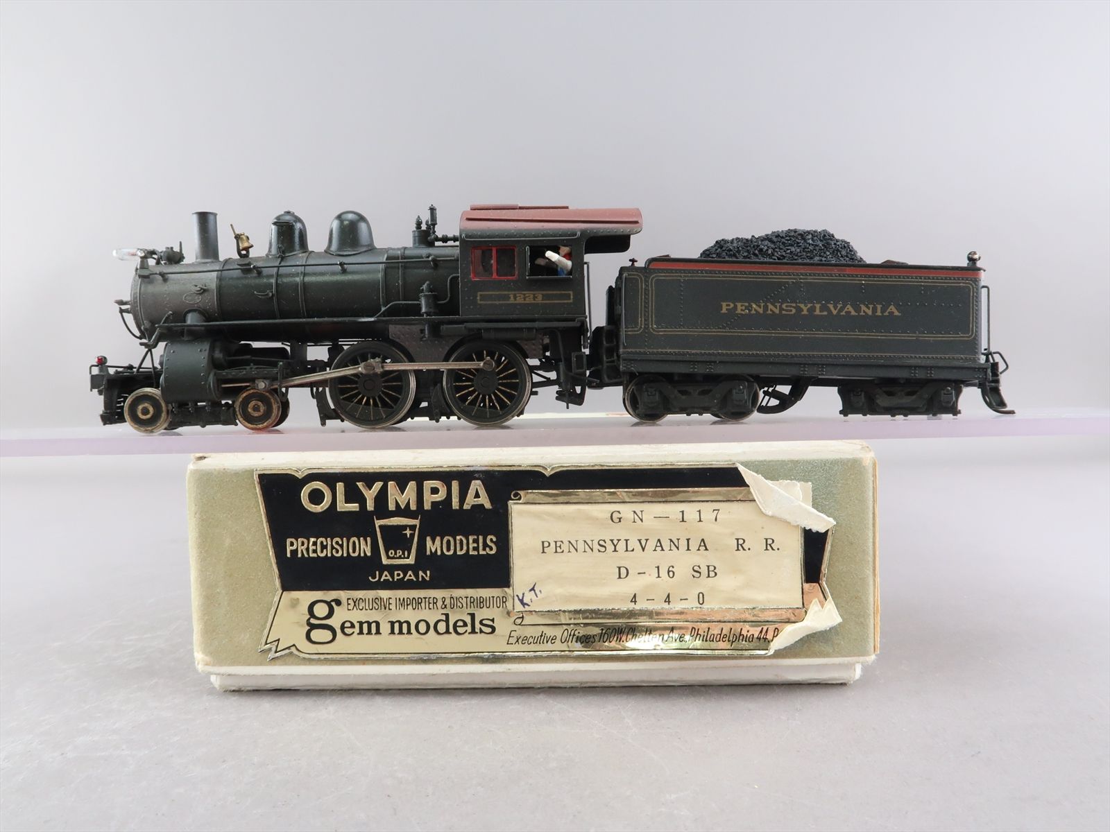 HO Brass Model - Gem GN-117 PRR Pennsylvania D16SB 4-4-0 #1223 - Custom ...