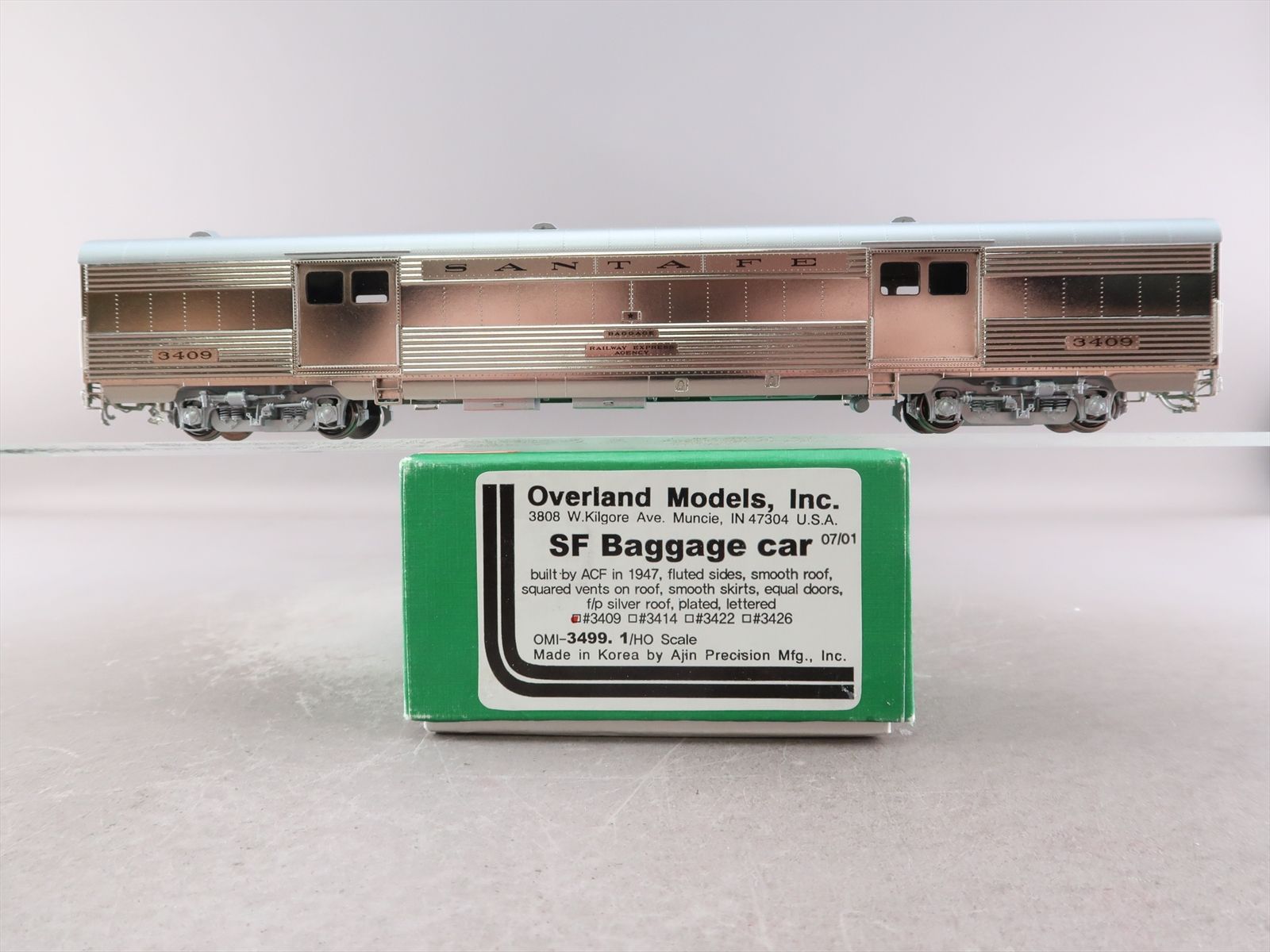 HO Brass Model - OMI 3499.1 AT&SF SF Santa Fe Baggage Car #3409 - F/P - 2001 Run - Ajin