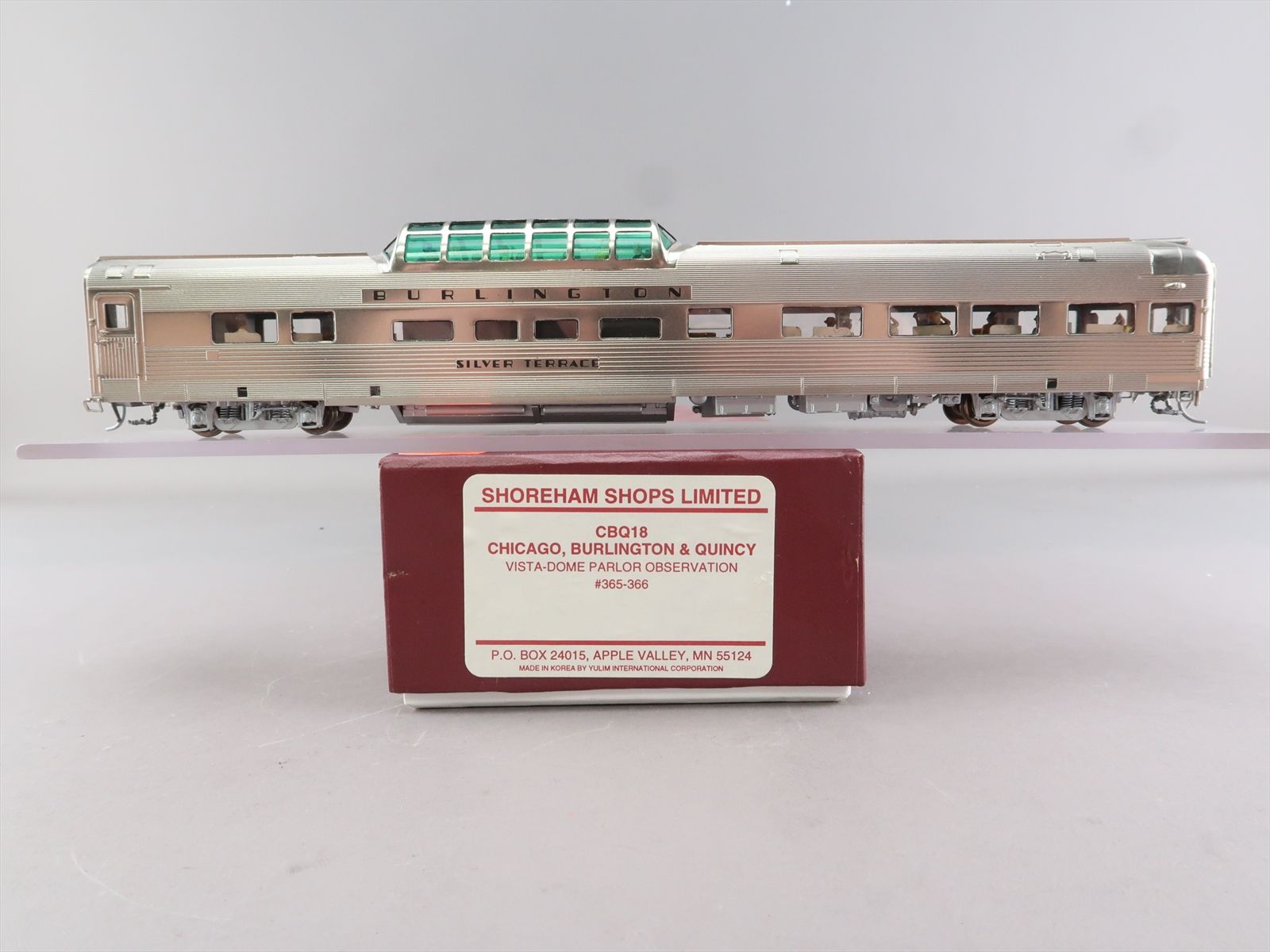 HO Brass Model - SSL CBQ18 CB&Q Burlington Vista Dome Parlor Observation Silver Terrace - F/P ...