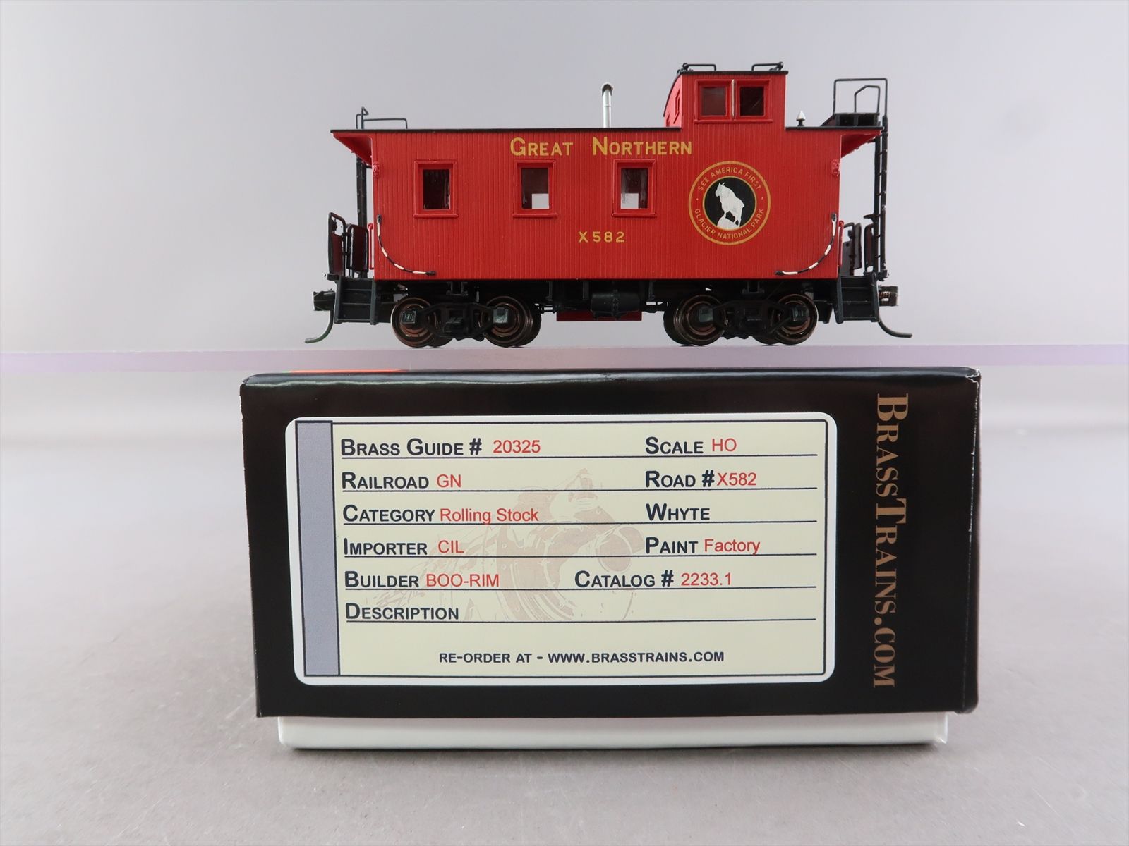 HO Brass Model - CIL 2233.1 GN Great Northern 25' Wood Caboose Later ...
